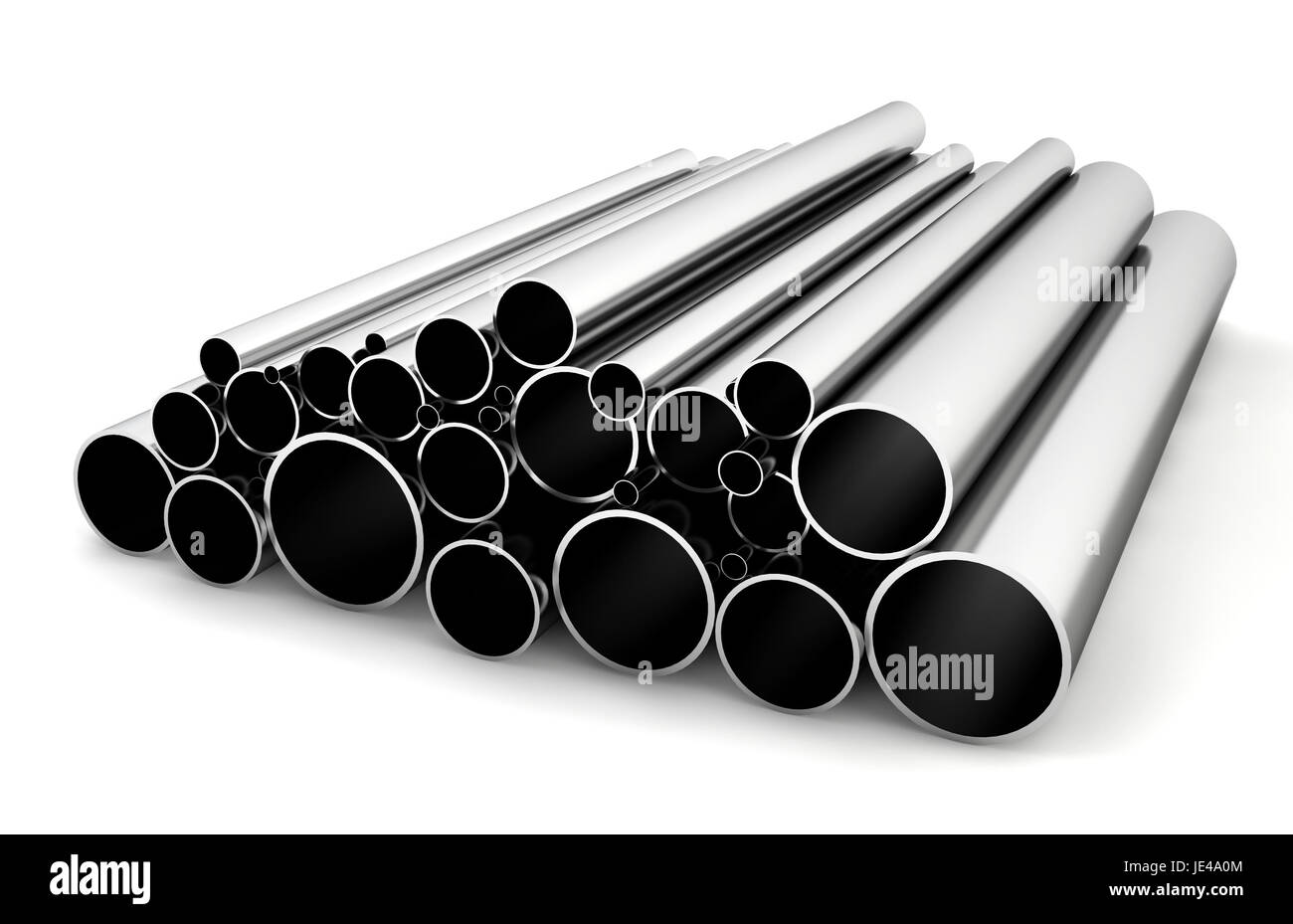 Metal tubes. 3d illustration on white background Stock Photo - Alamy