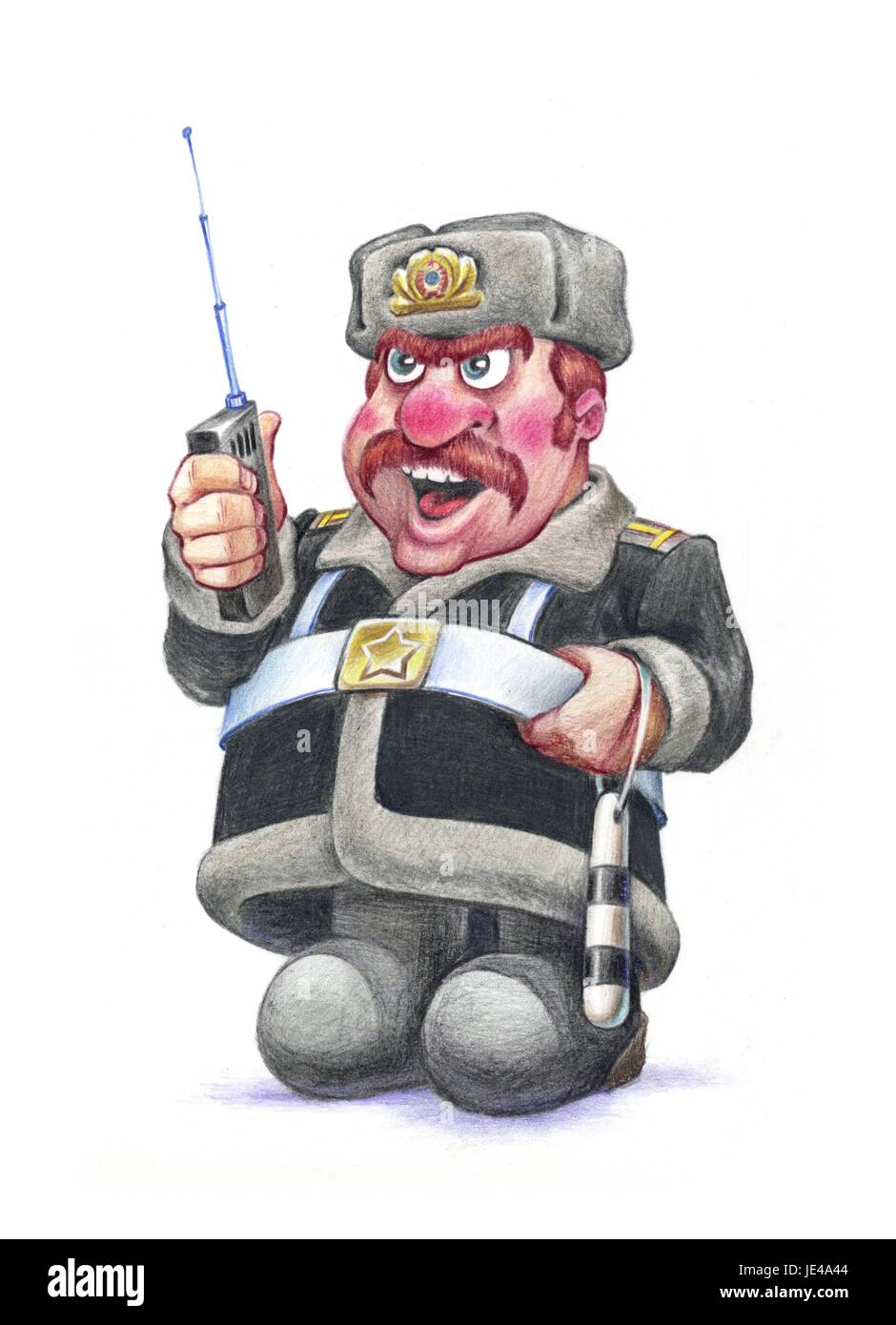 Warrior. Color pencil drawing. Scan A4. 2d art Stock Photo - Alamy