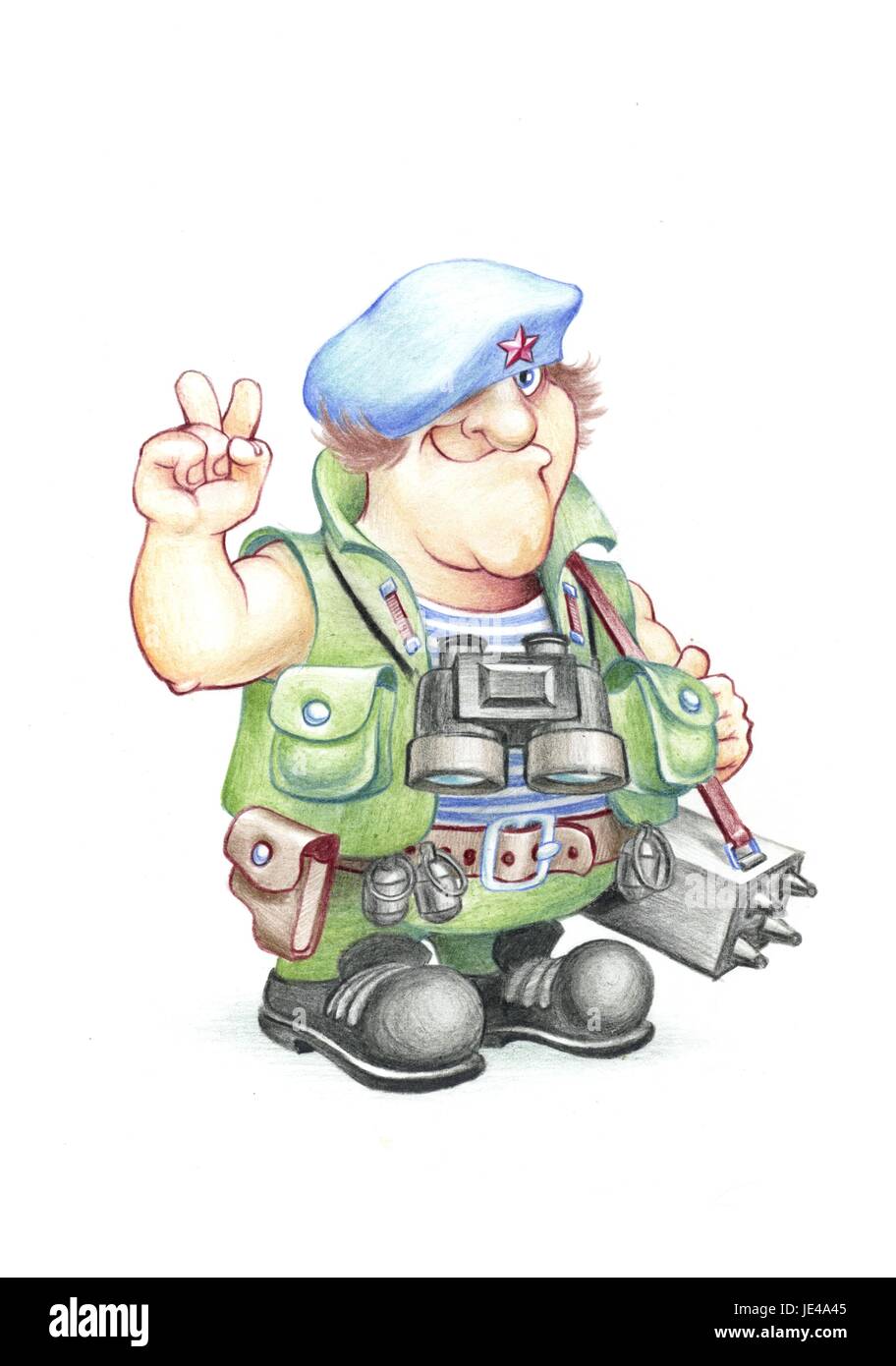 Warrior. Color pencil drawing. Scan A4. 2d art Stock Photo - Alamy