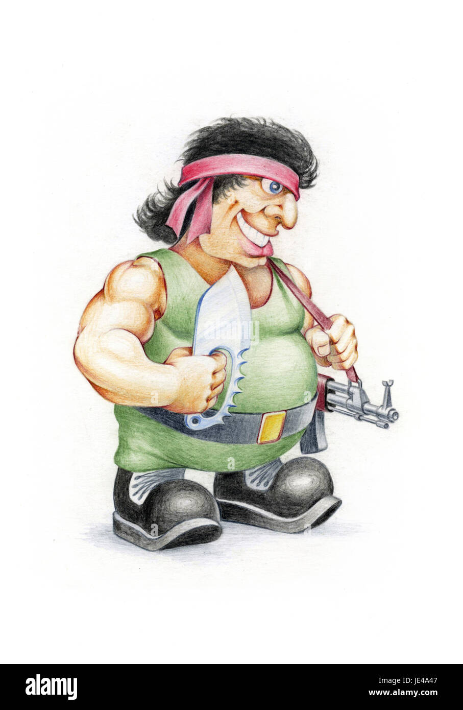 Warrior. Color pencil drawing. Scan A4. 2d art Stock Photo - Alamy