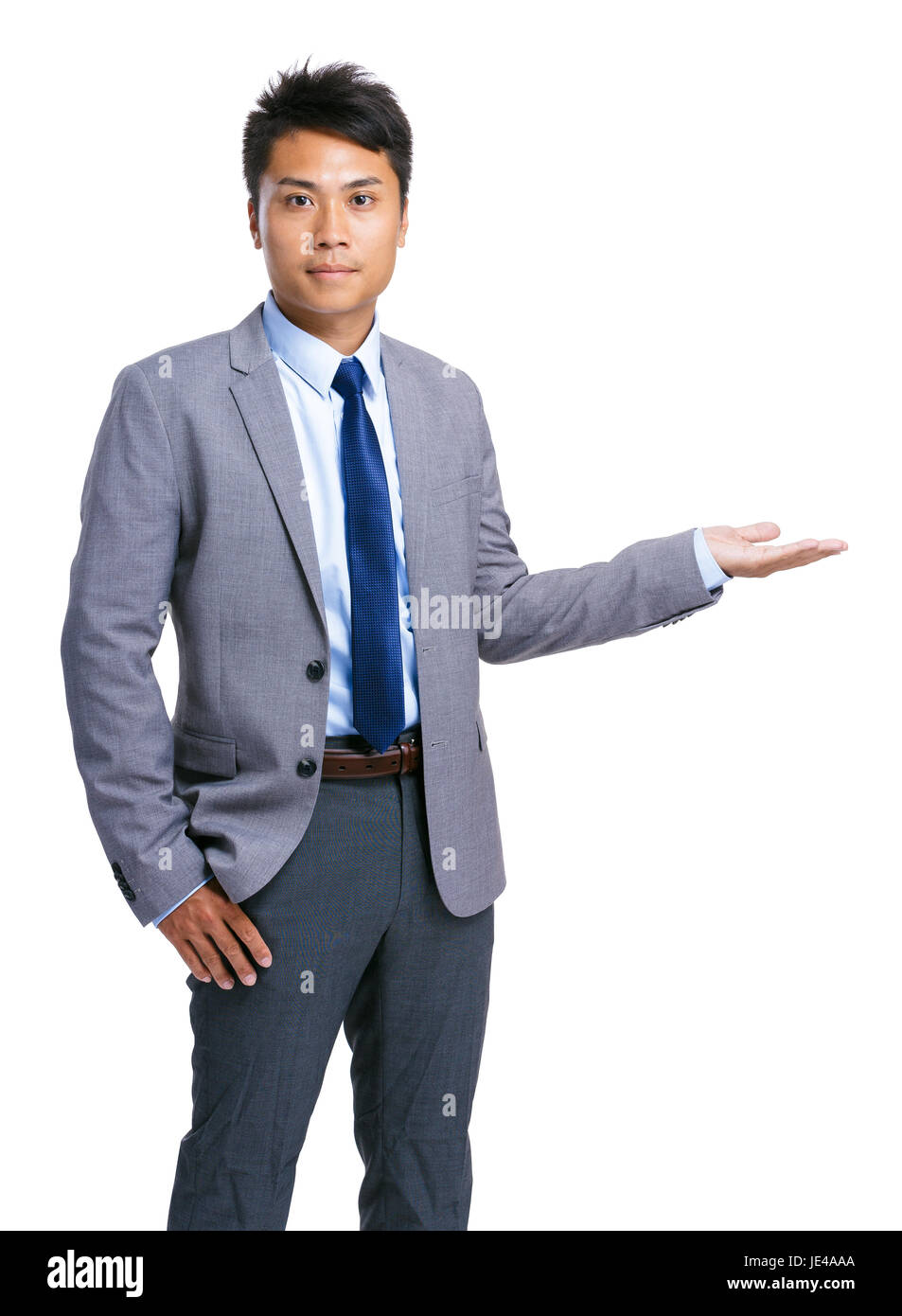 Businessman hand open palm Stock Photo - Alamy