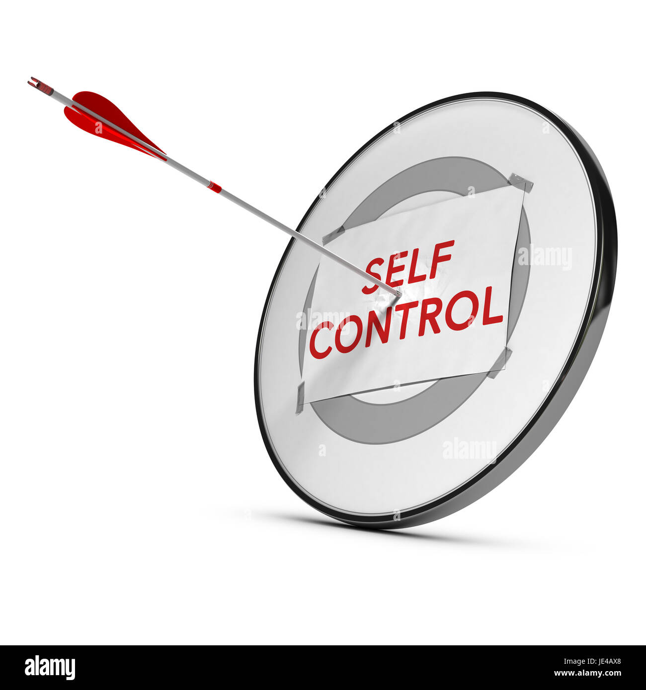 Target with one paper fixed on it one arrow hit the center, red and ...