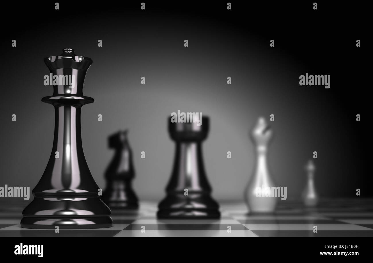 Chess Game over black background, illustration of business strategy or ...