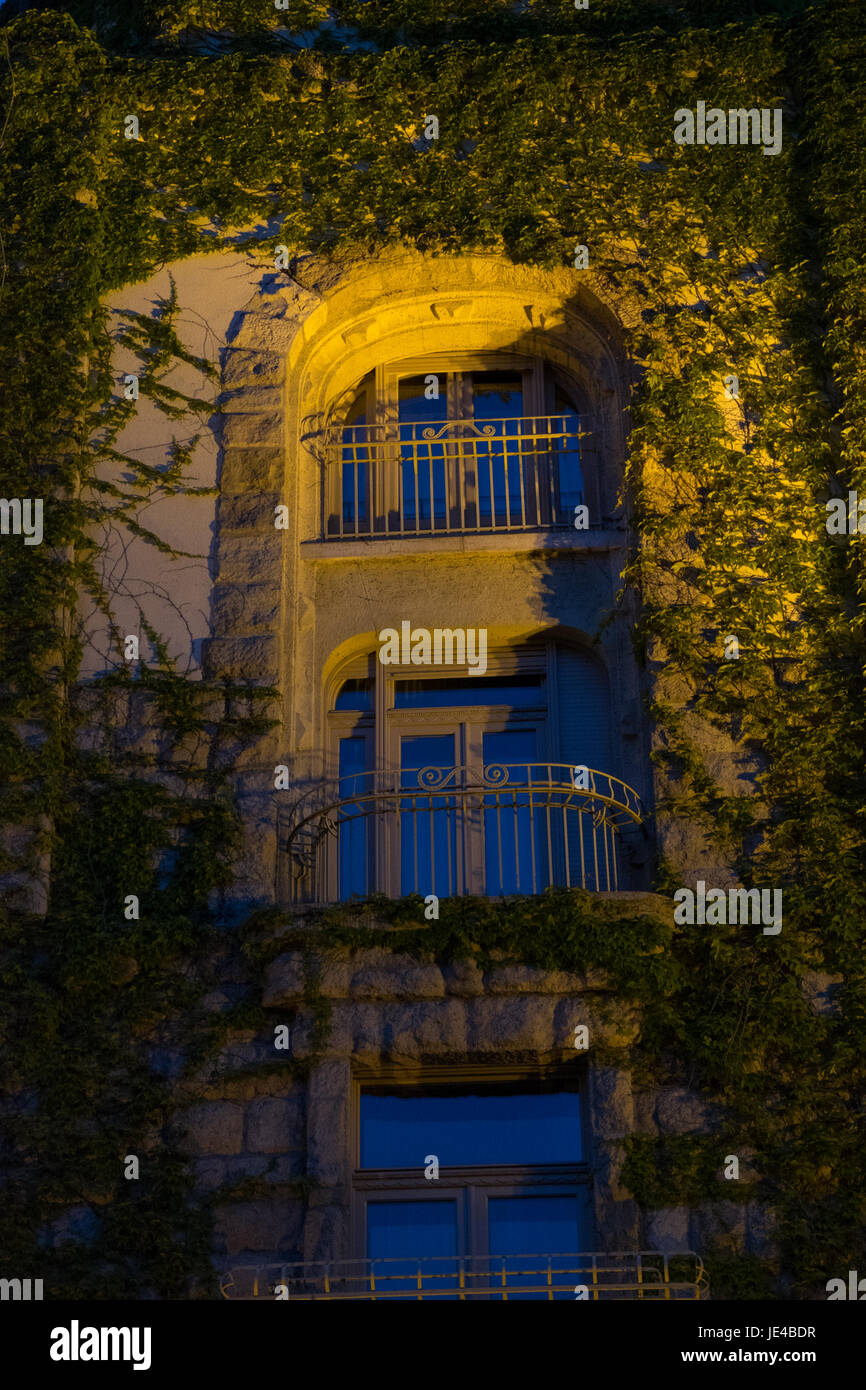 Romantic building with vegetation at night Stock Photo - Alamy