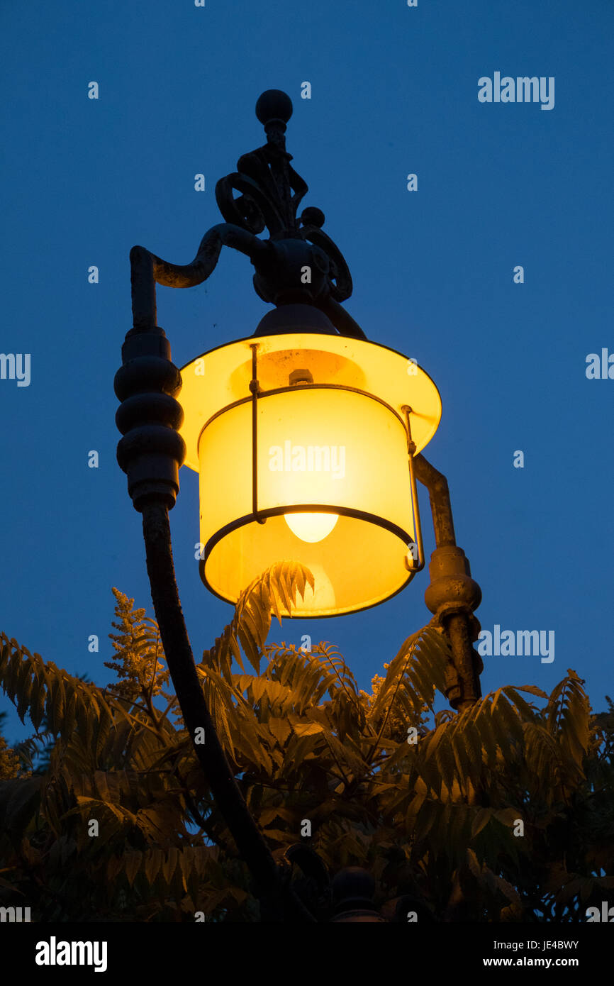 Romantic lamp in the street at night Stock Photo - Alamy