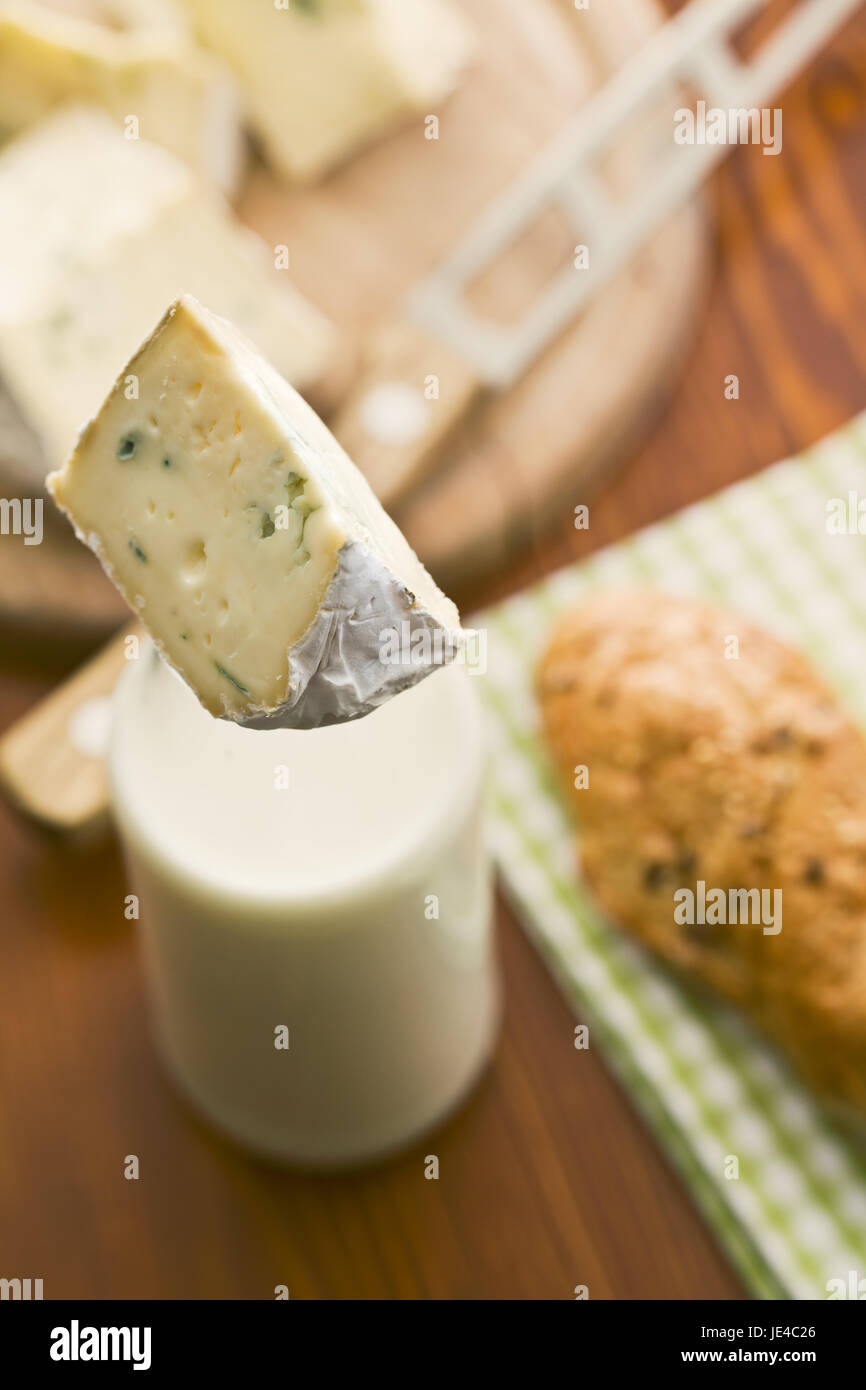 the blue cheese with milk Stock Photo - Alamy