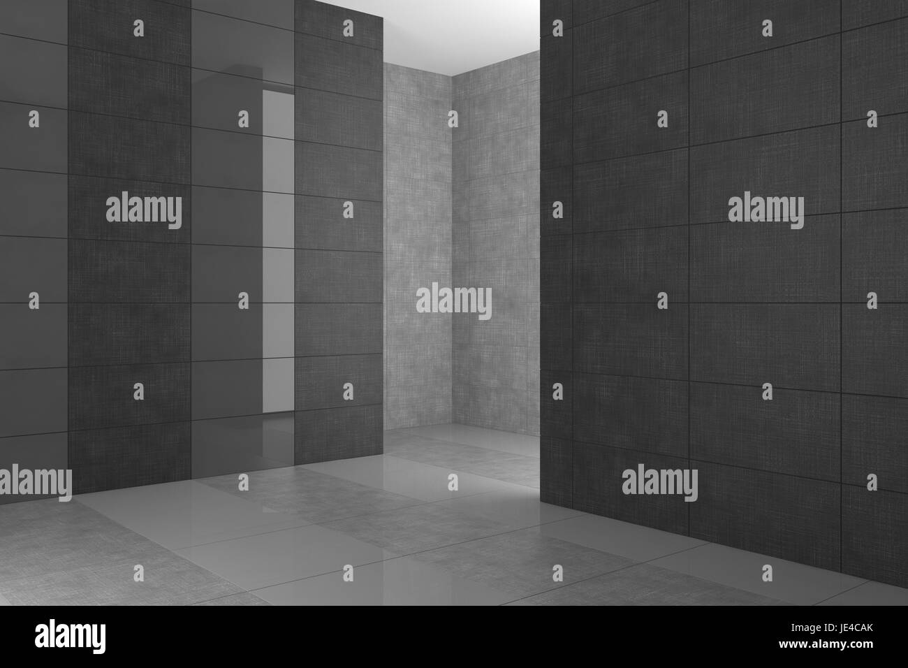 empty modern bathroom with gray tiles Stock Photo - Alamy