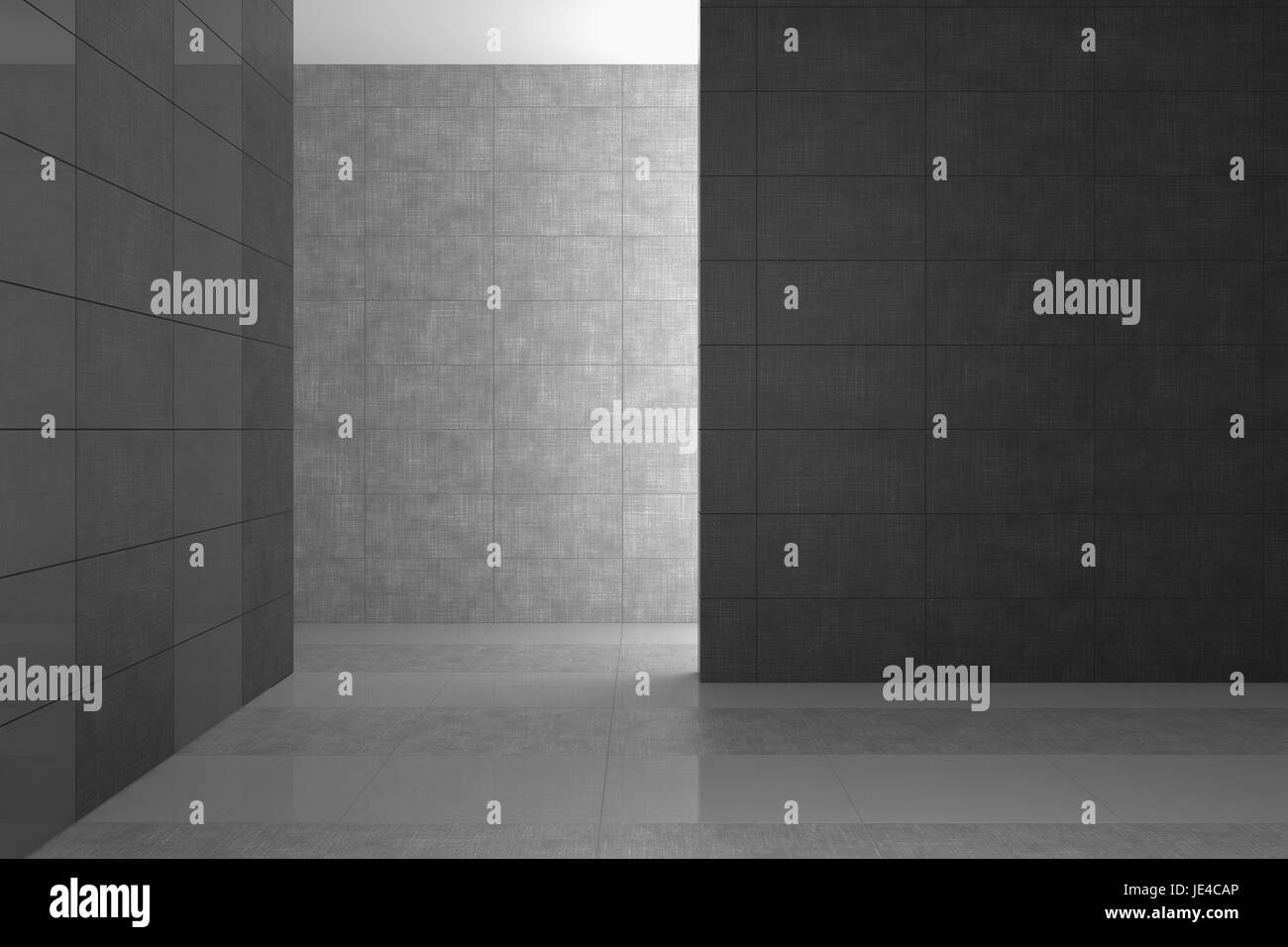 empty modern bathroom with gray tiles Stock Photo - Alamy