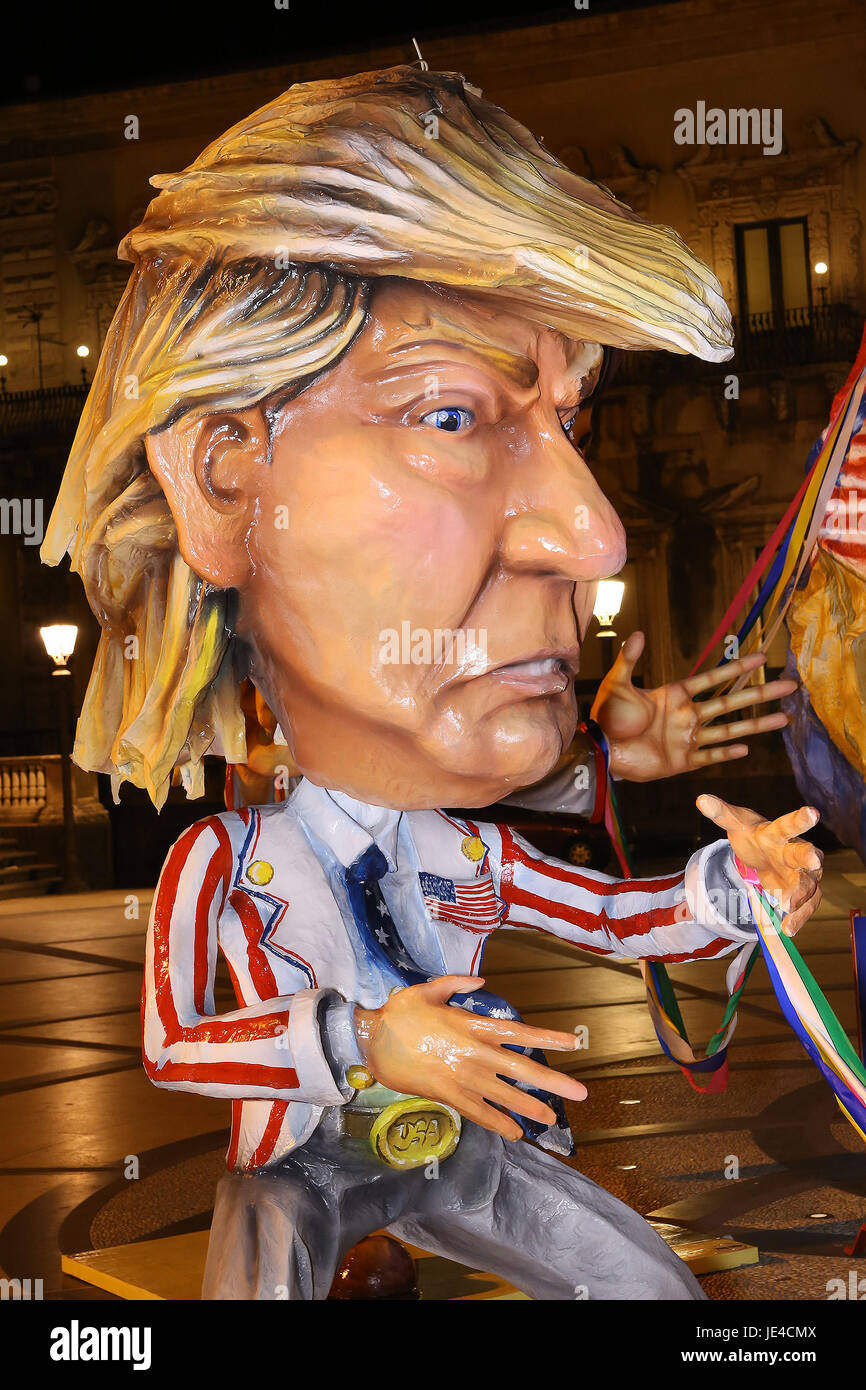 US President Donald Trump recreated in papier-mâché at the Piazza del ...
