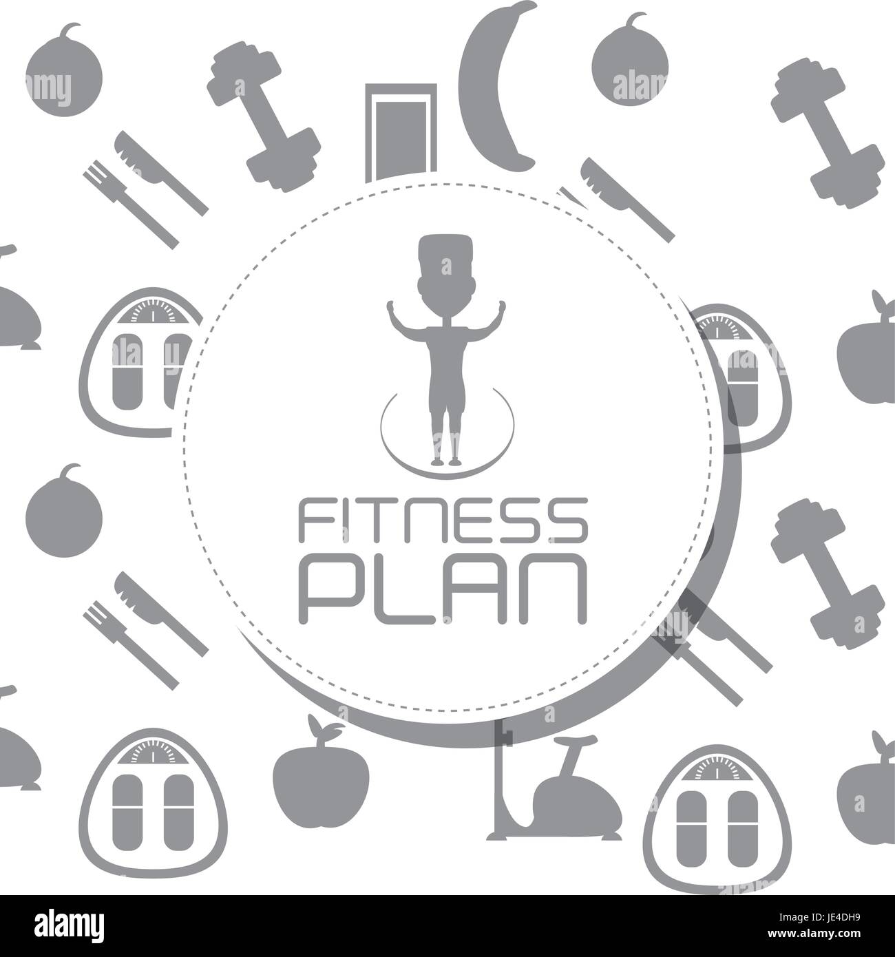 fitness diet plan with exercise elements background vector illustration ...