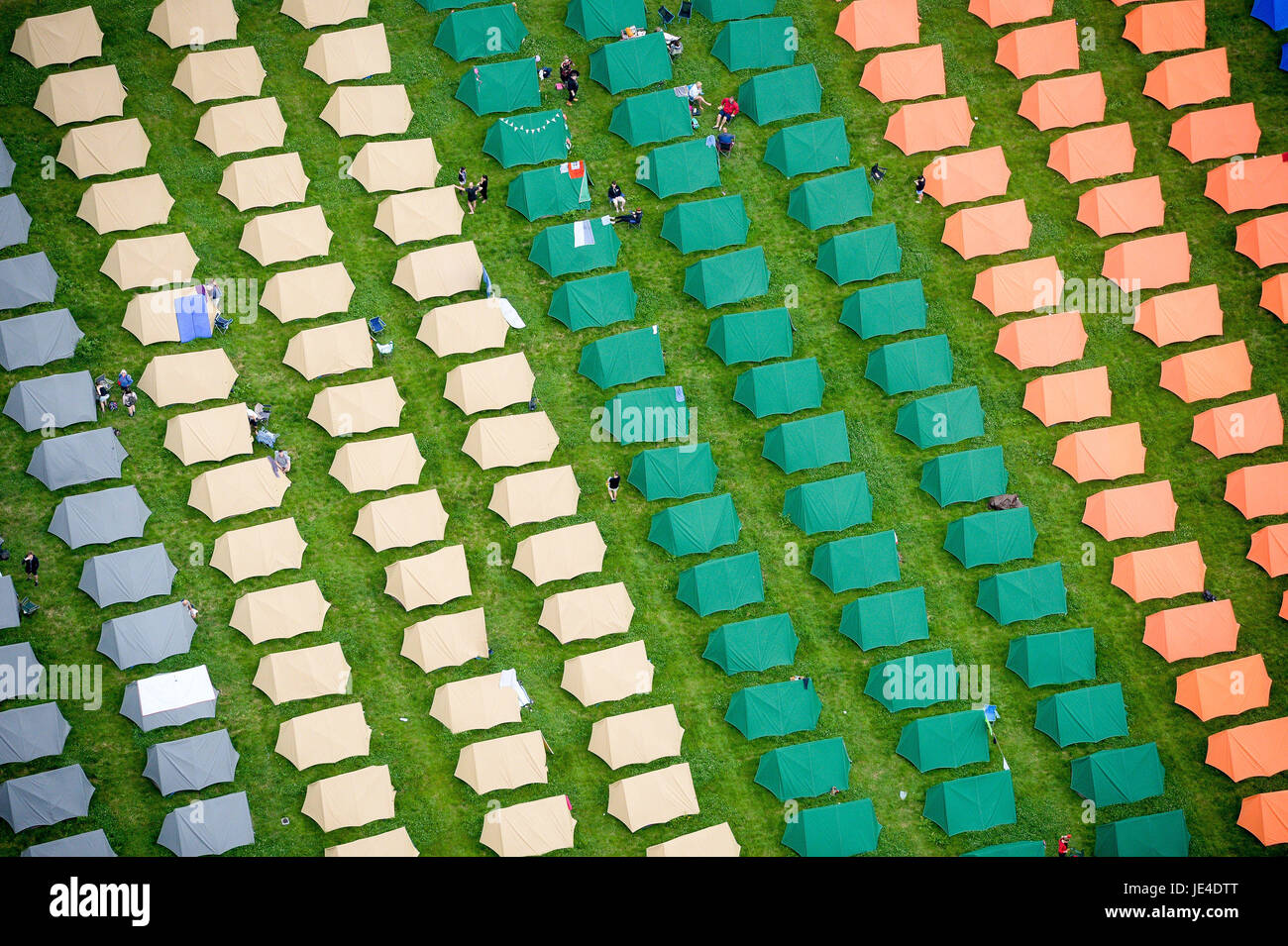 An aerial view of rows of tents in the Worthy View area during the ...