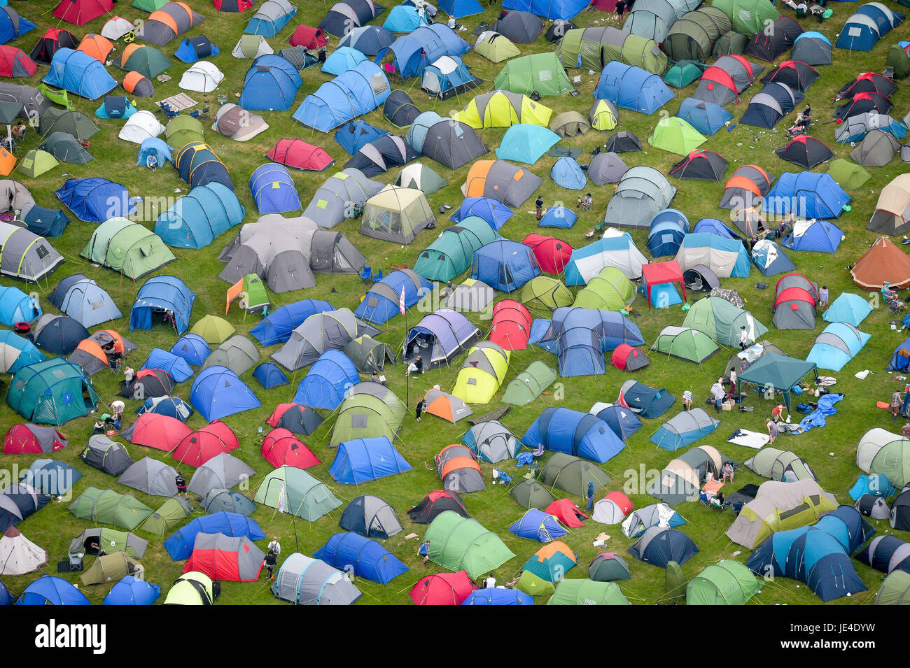 An aerial view of tents during the Glastonbury Festival at Worthy Farm ...