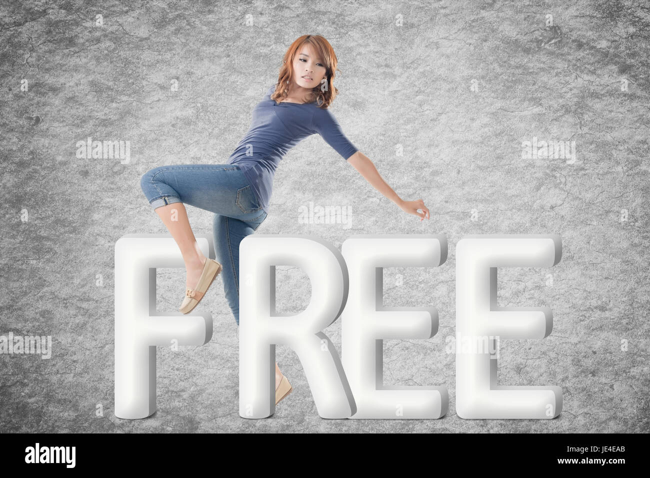 Concept of free with a human with text Stock Photo - Alamy