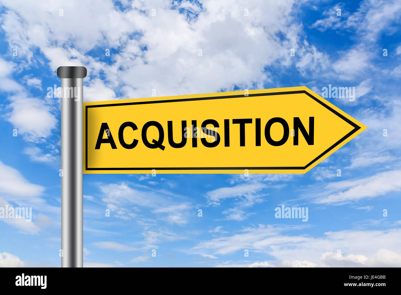 merger and acquisition words on yellow road sign on blue sky Stock ...