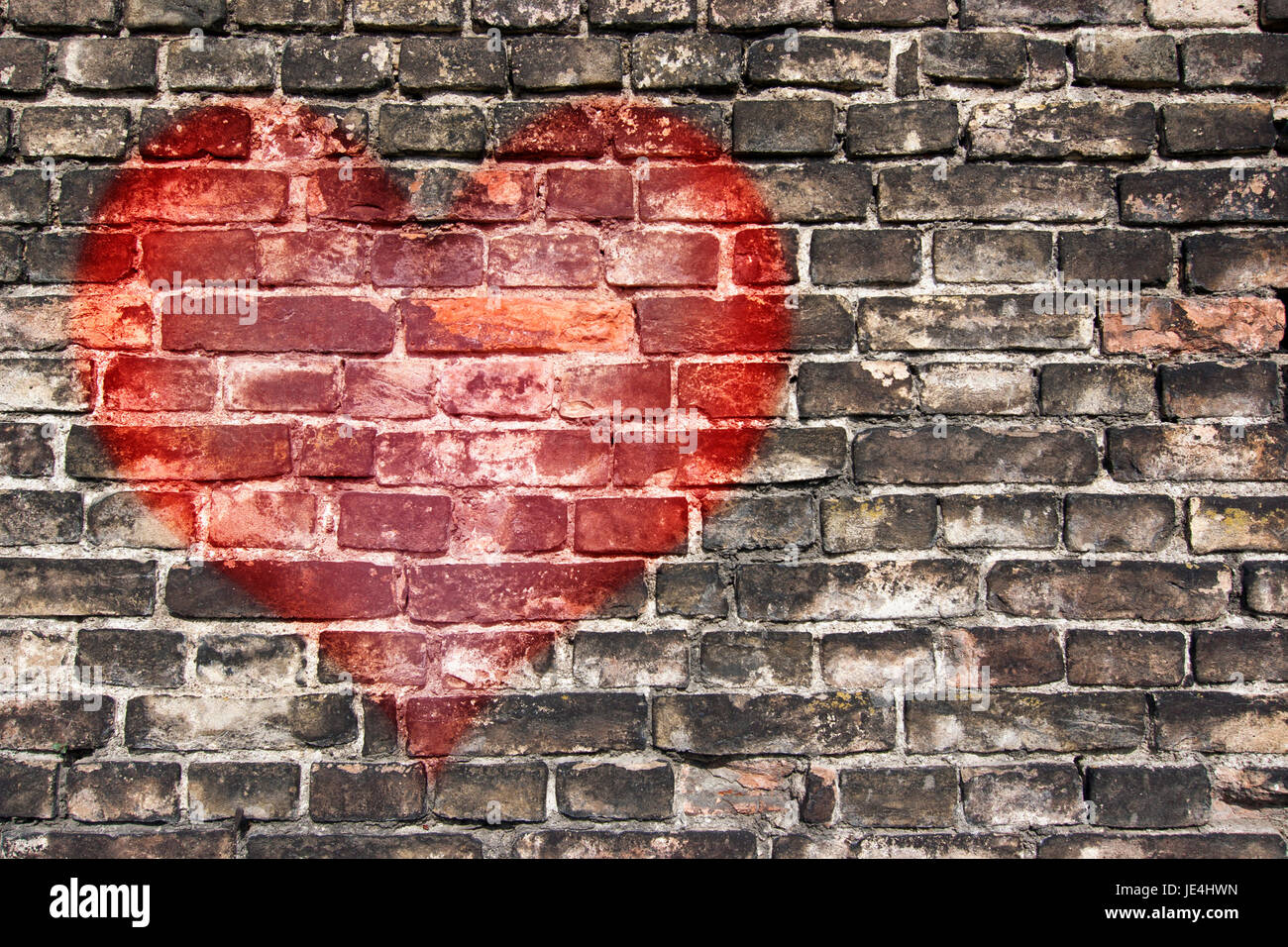 Image of the heart on the old broken brick wall Stock Photo - Alamy