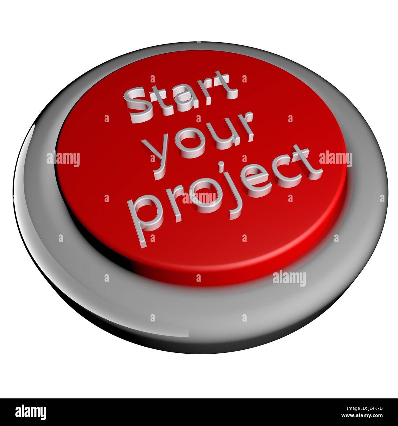 Start your project words on button, 3d render, isolated over white ...