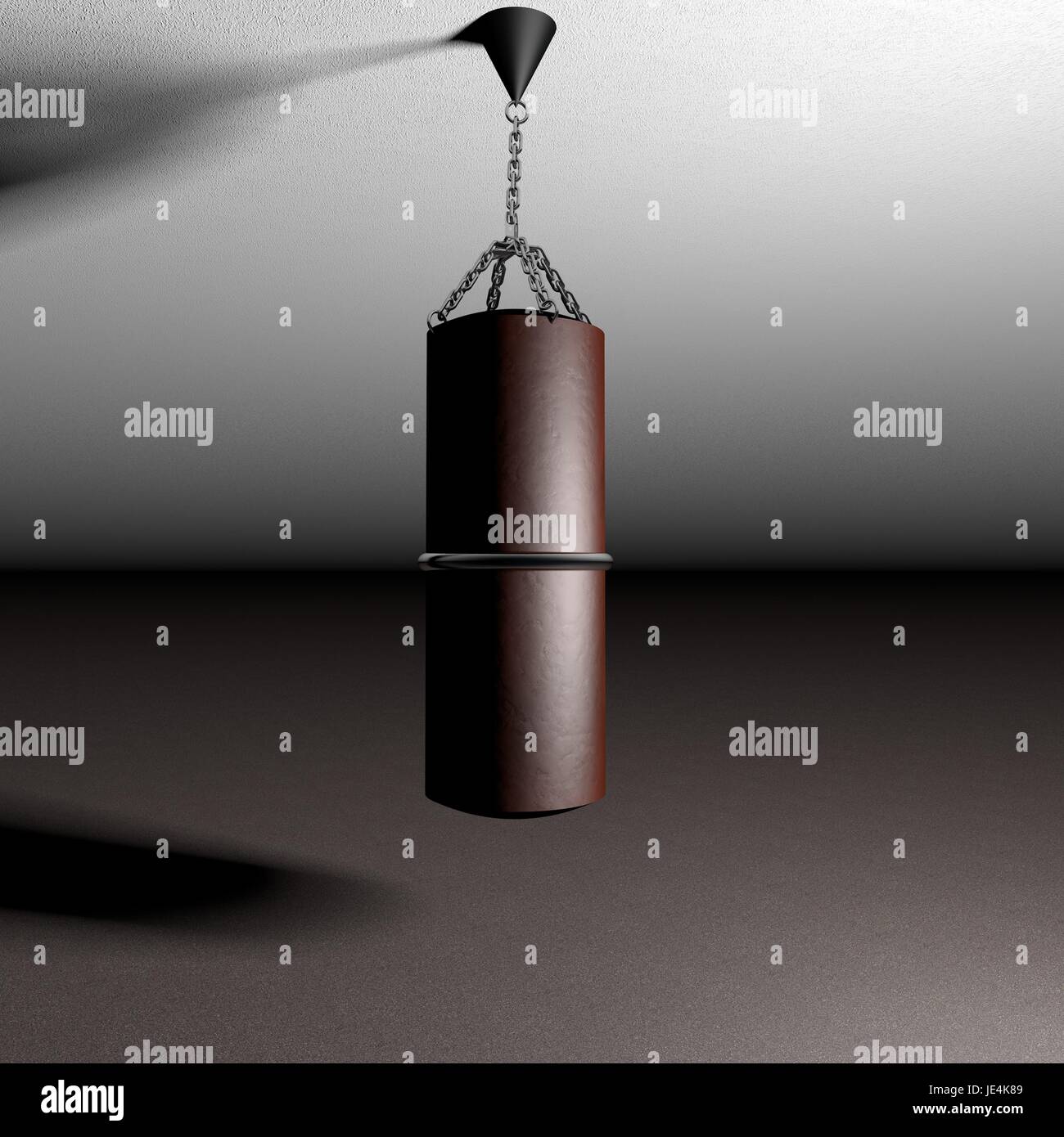 Boxing bag pending from ceiling, 3d render Stock Photo - Alamy