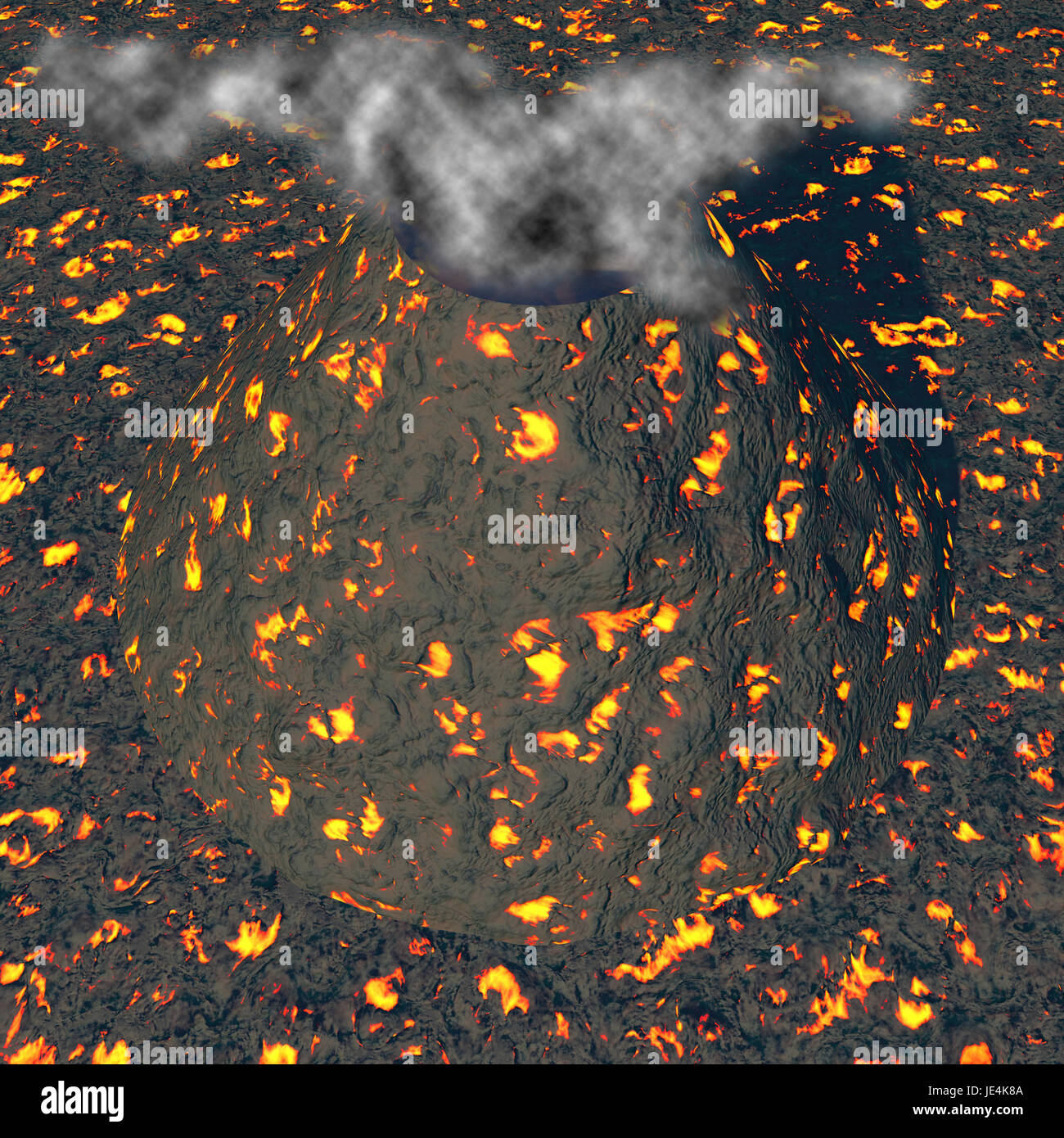 Volcano with smoke on the top, 3d render Stock Photo - Alamy