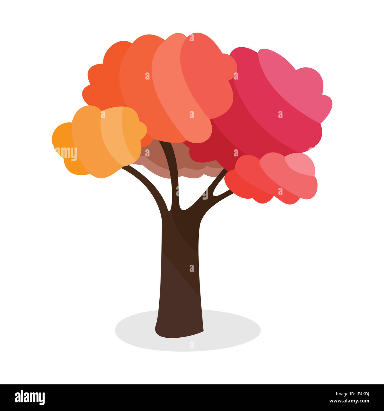 Cartoon shaded fall time style tree isolated on white background Stock ...