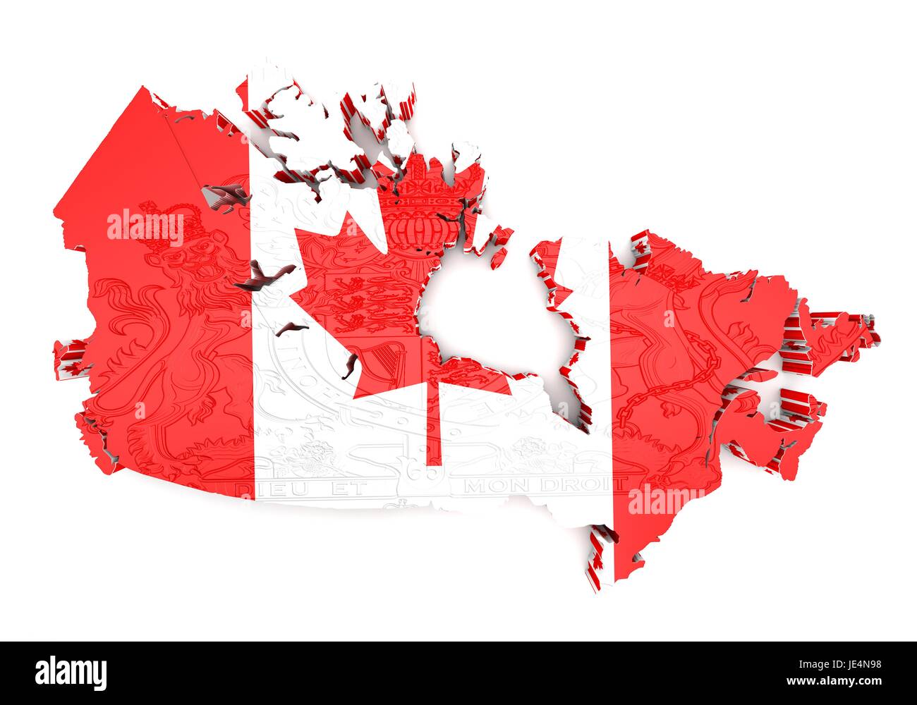 Map of Canada with flag colors. 3d render illustration Stock Photo - Alamy
