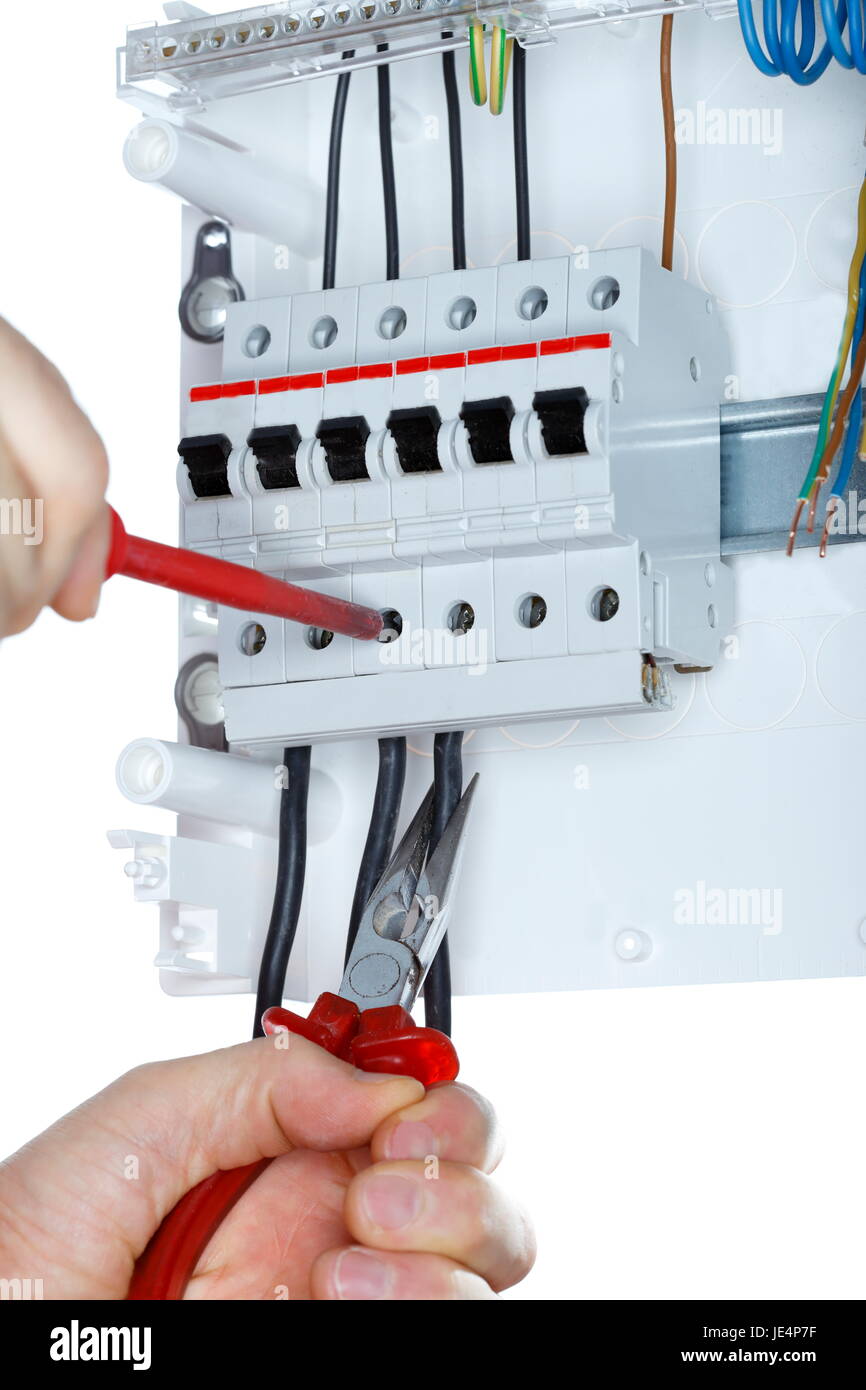 Arbeit am Elektroverteiler Stock Photo - Alamy
