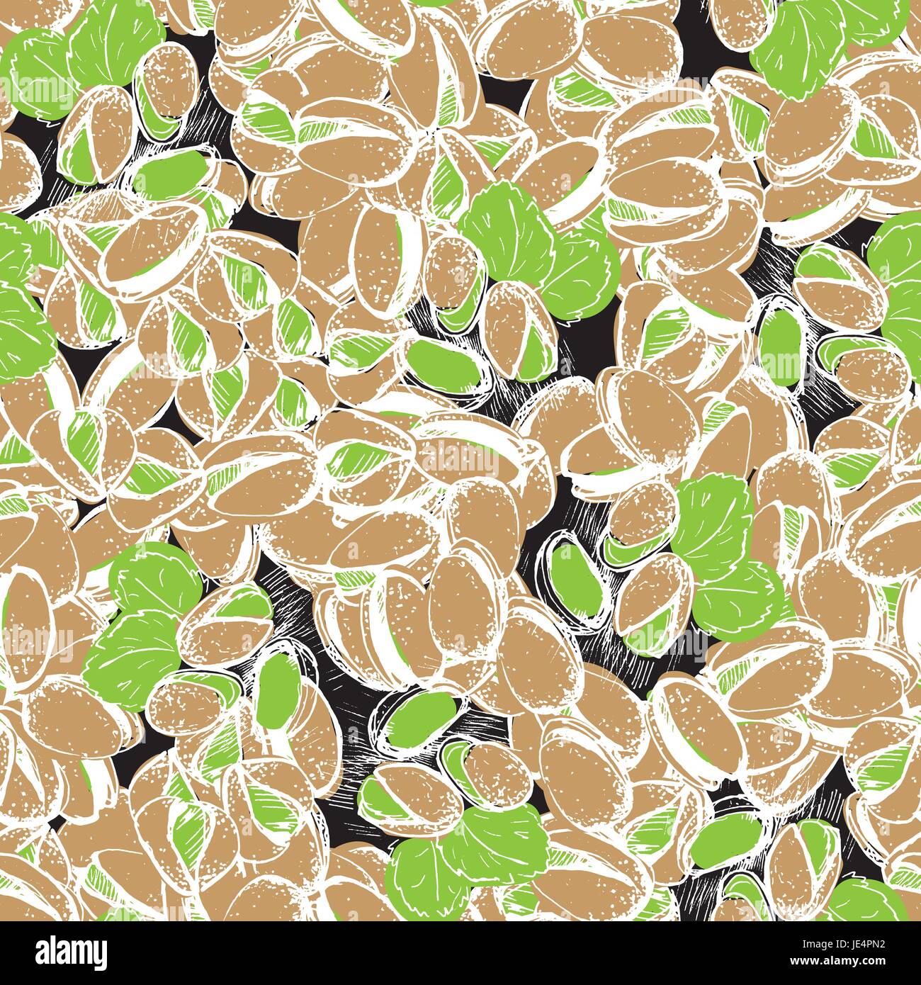 Pistachio hand draw seamless background. Pistachio nuts pattern on ...