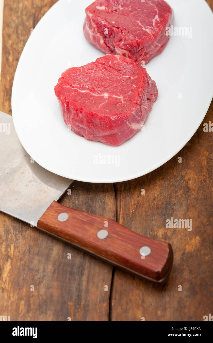 fresh raw beef filet mignon cut ready to cook Stock Photo - Alamy
