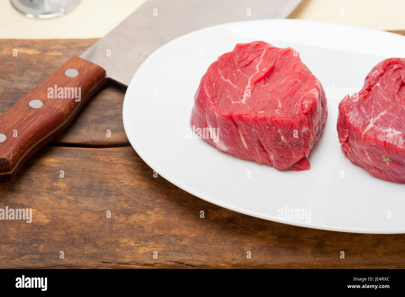fresh raw beef filet mignon cut ready to cook Stock Photo - Alamy