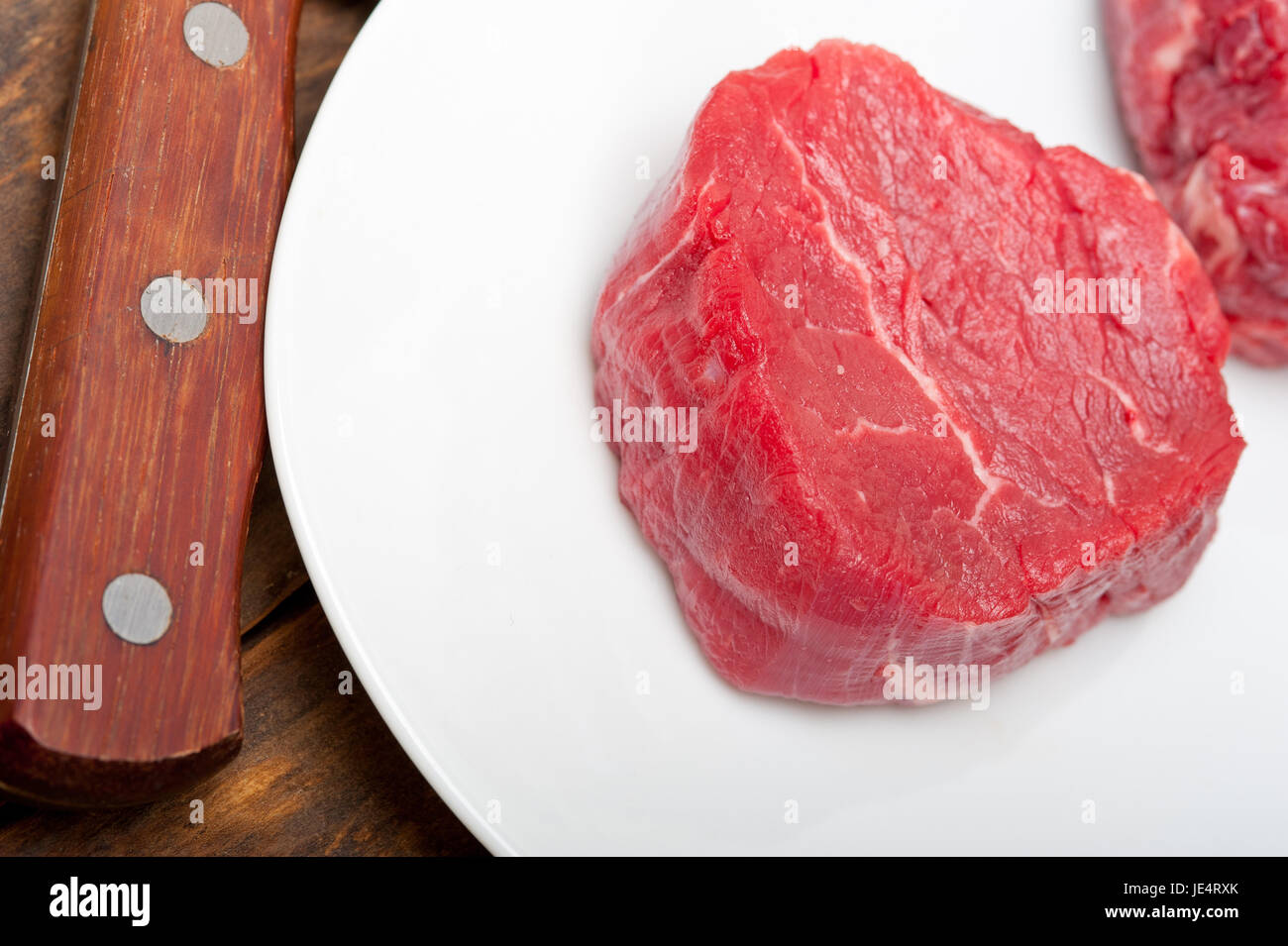 fresh raw beef filet mignon cut ready to cook Stock Photo - Alamy