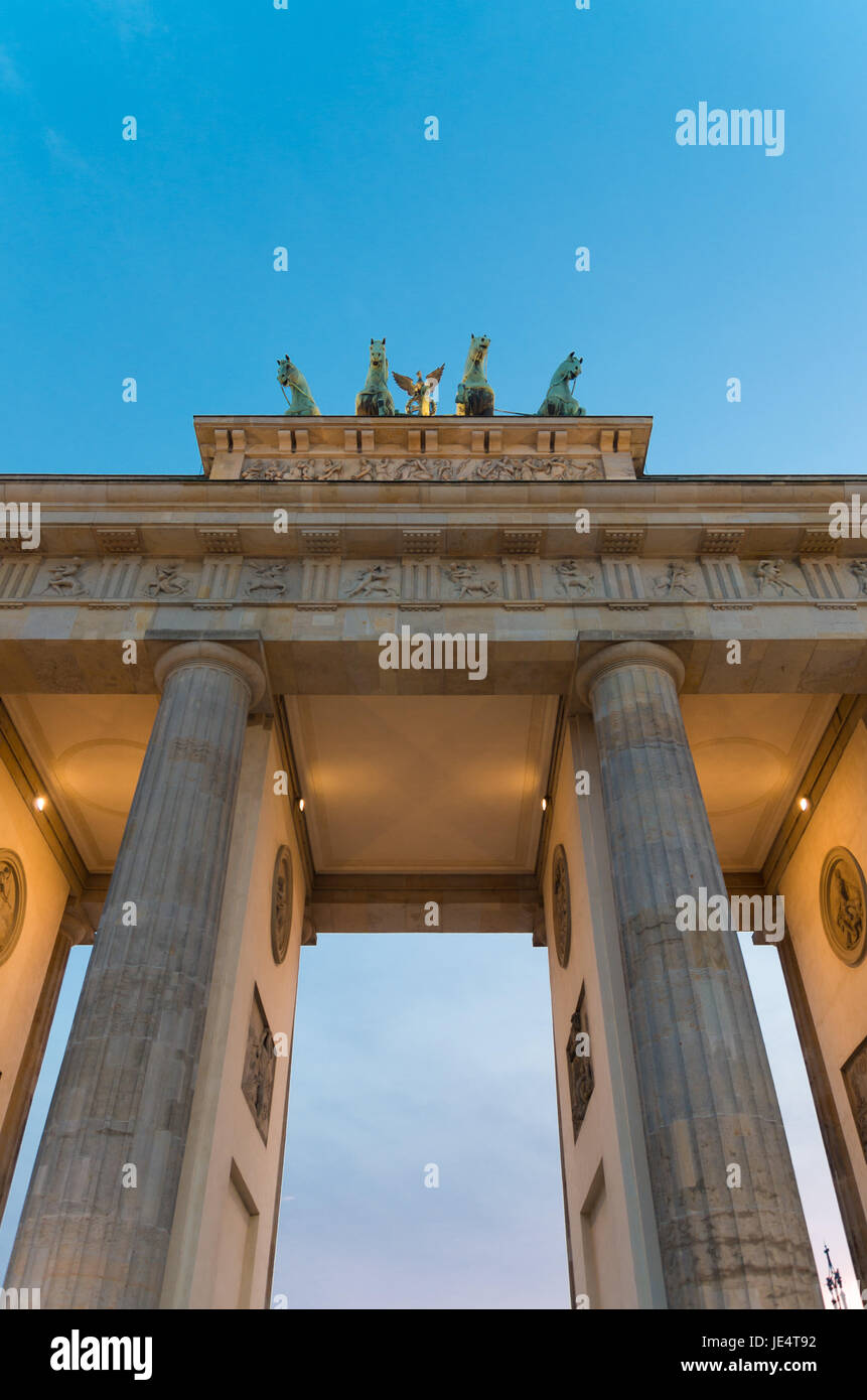 detail of the famous brandenburg gate in berlin at sunset Stock Photo ...
