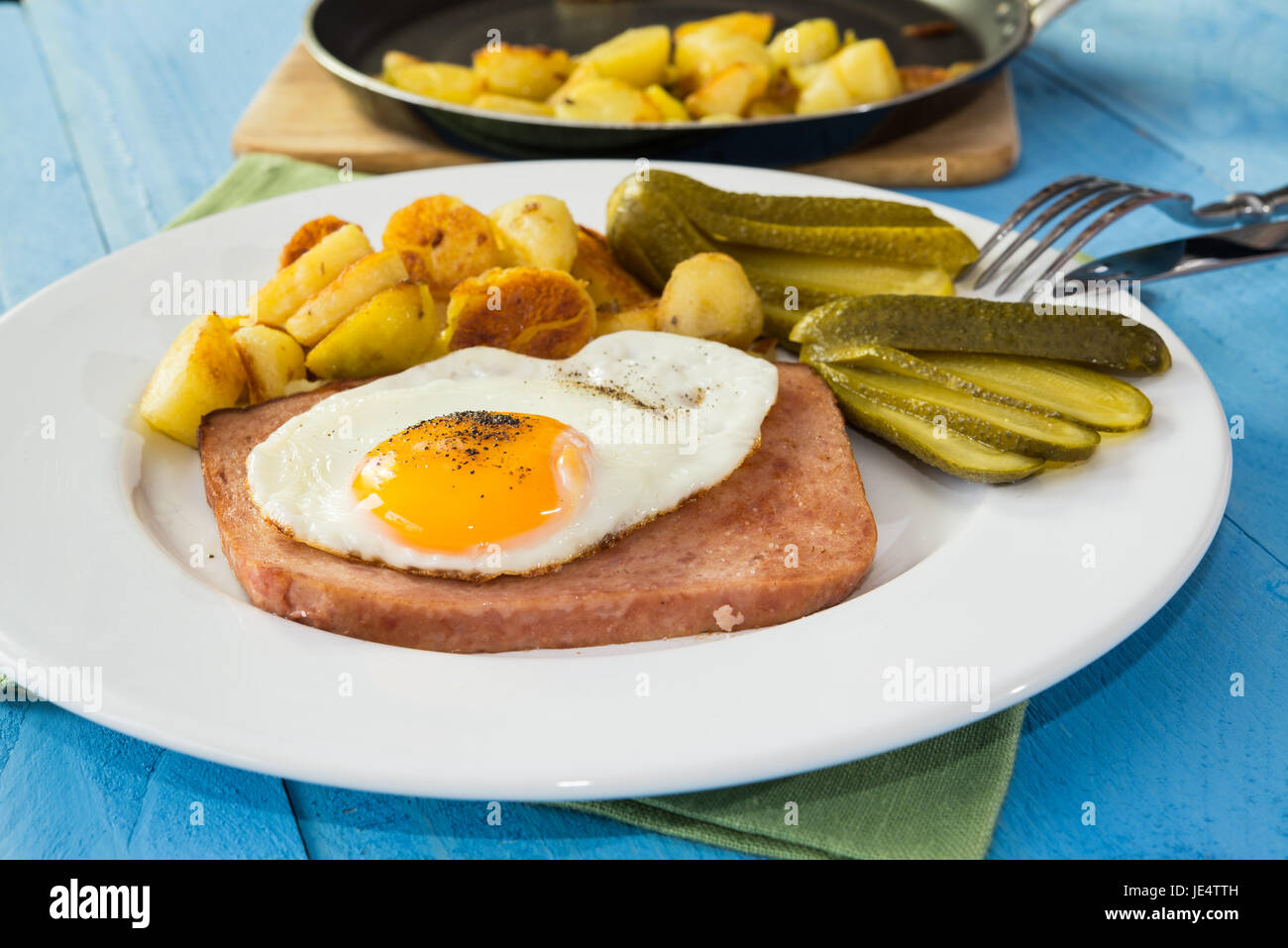 meat loaf with fried potatoes Stock Photo - Alamy
