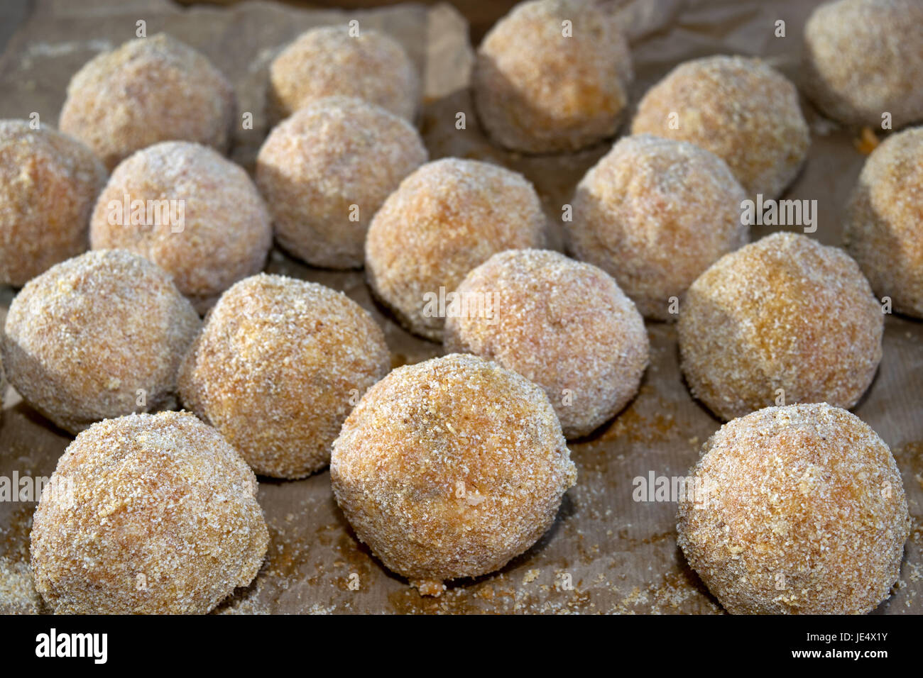 Sicilian rice croquette ready to be cooked Stock Photo - Alamy