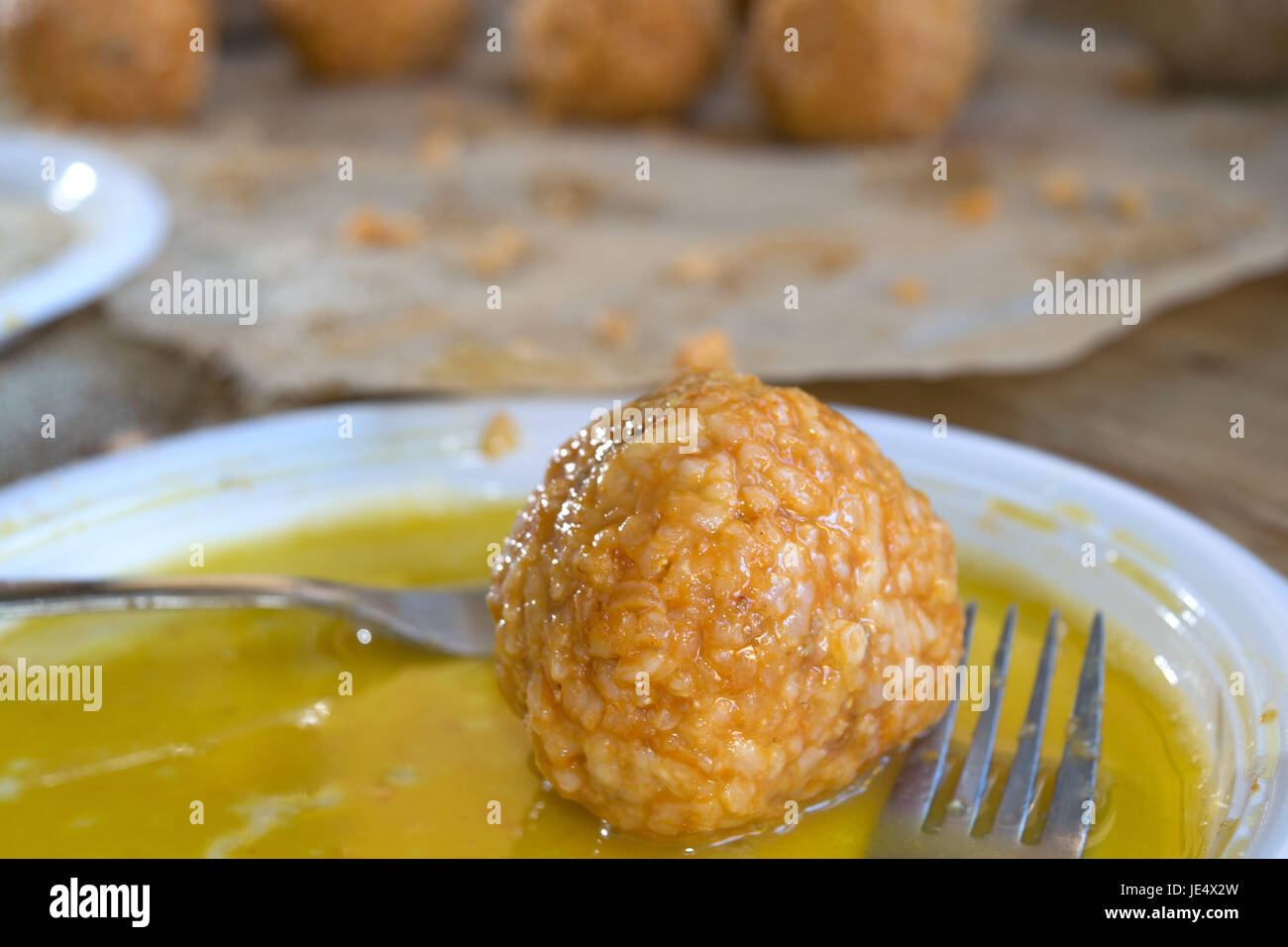 Sicilian rice croquette ready to be cooked Stock Photo - Alamy
