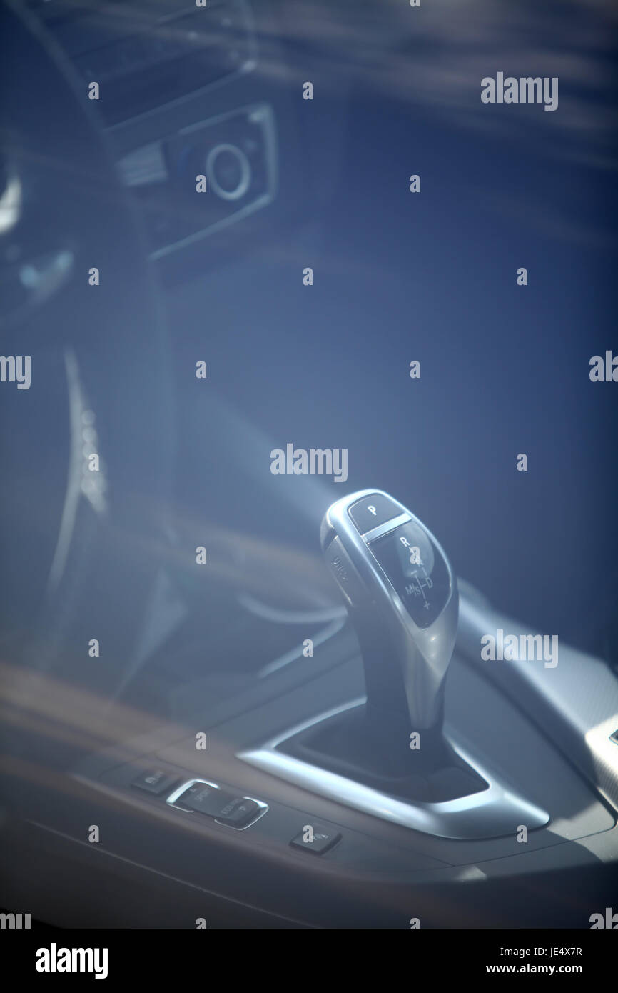 Detail on a automatic gear shifter in a new car Stock Photo - Alamy