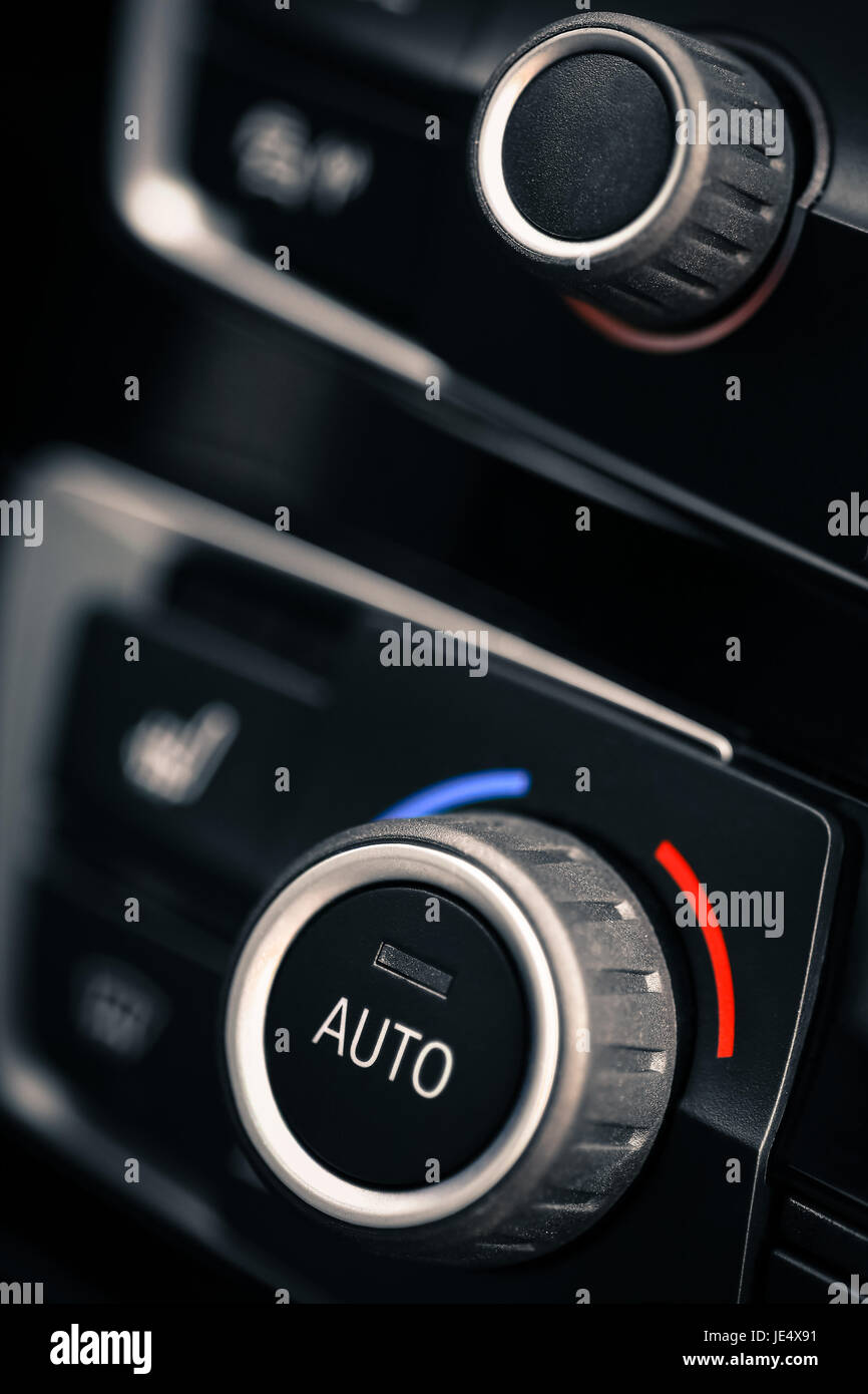 Color detail with the air conditioning button inside a car Stock Photo ...