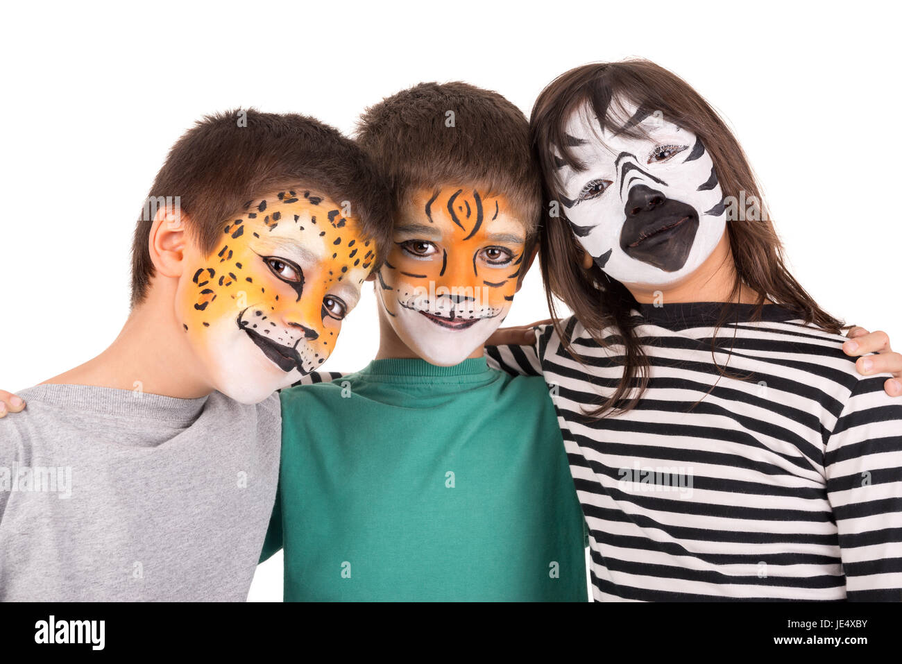 Children's group with face-paint isolated in white Stock Photo - Alamy