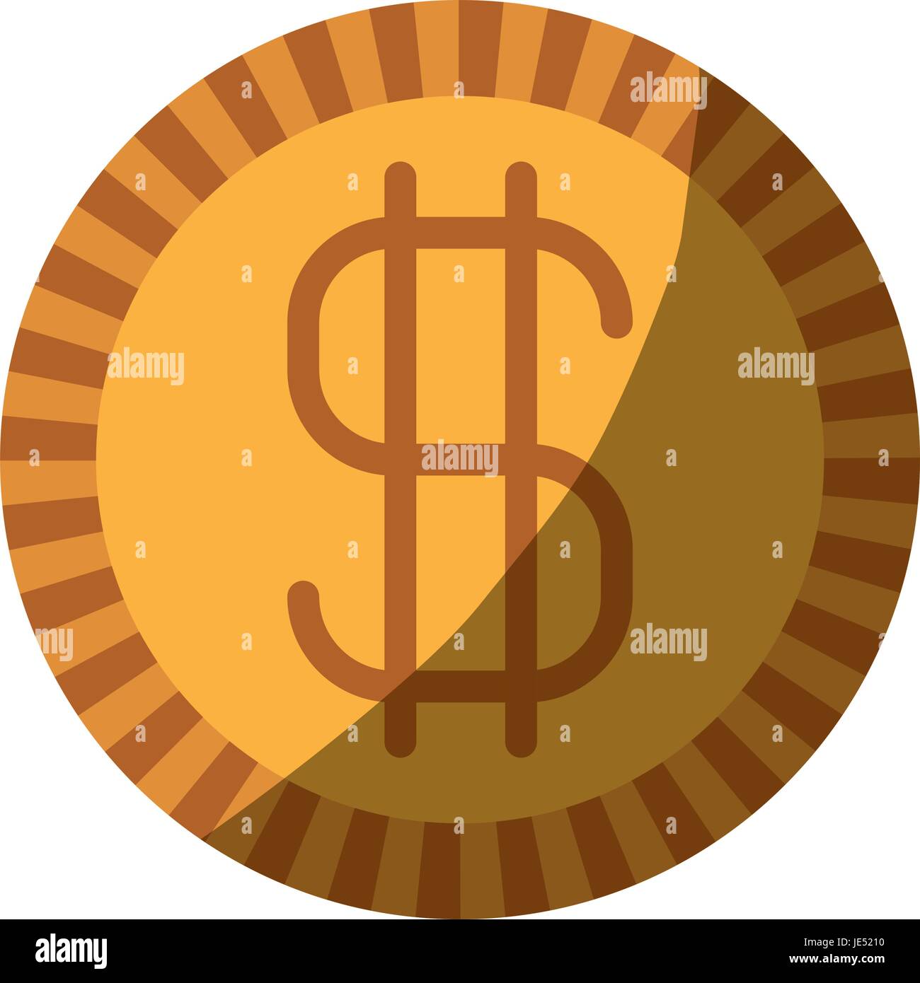 colorful silhouette of coin with money symbol without contour Stock ...