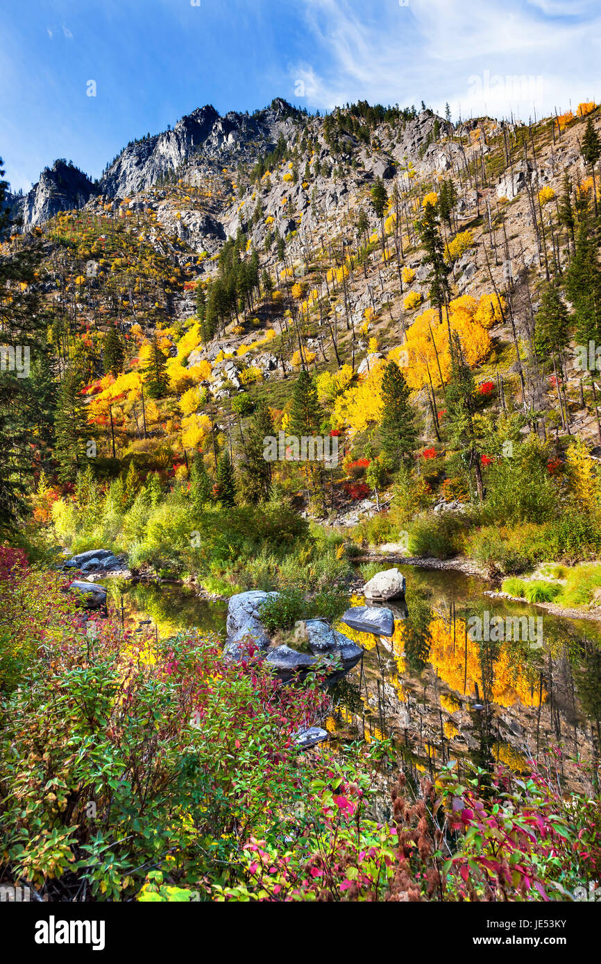 Fall Yellow Red Green Colors Reflection Wenatchee River Reflections ...