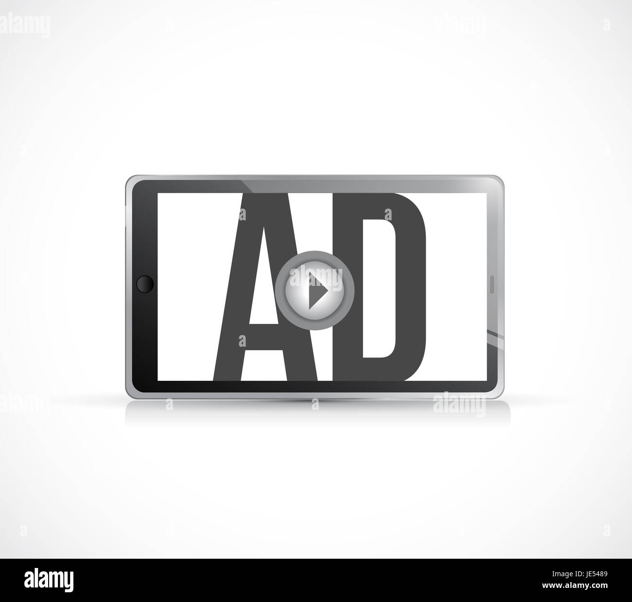 play ad on a tablet. concept illustration design isolated over a white ...
