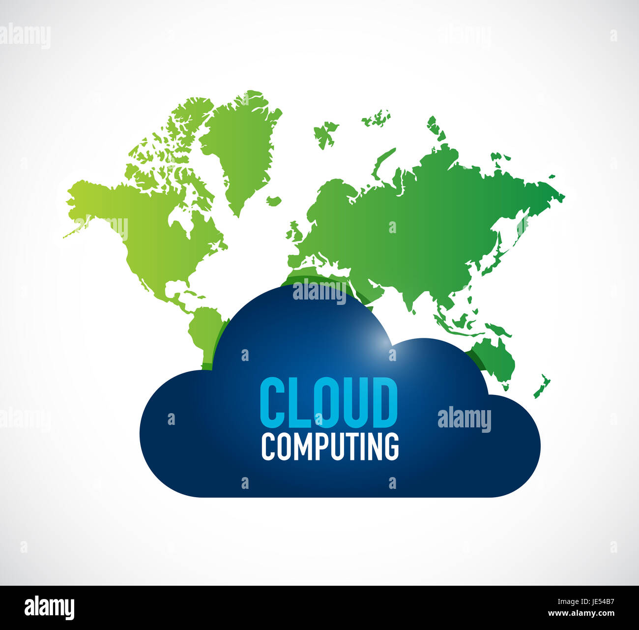 cloud computing world map illustration design isolated over white Stock ...