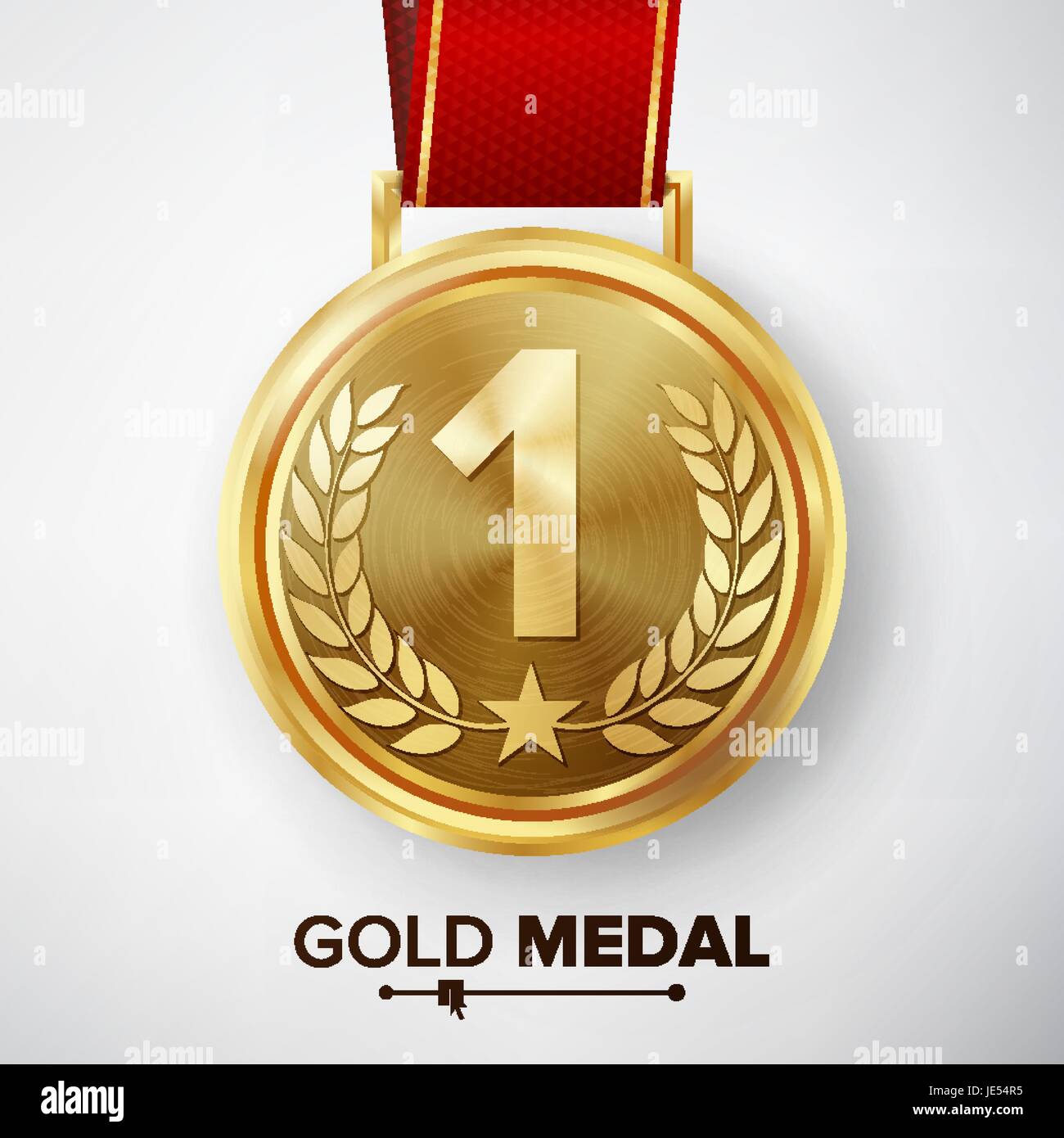 Gold Medal Vector. Metal Realistic First Placement Achievement. Round ...