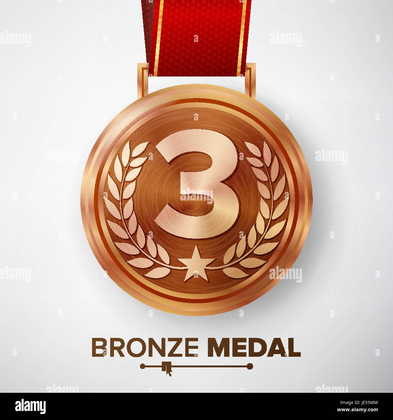 Bronze Medal Vector. Metal Realistic Third Placement Achievement. Round ...