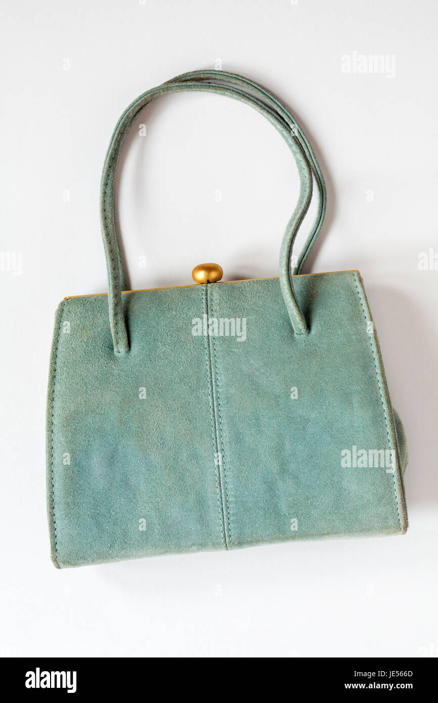 Leather grey blue handbag isolated on white background Stock Photo - Alamy