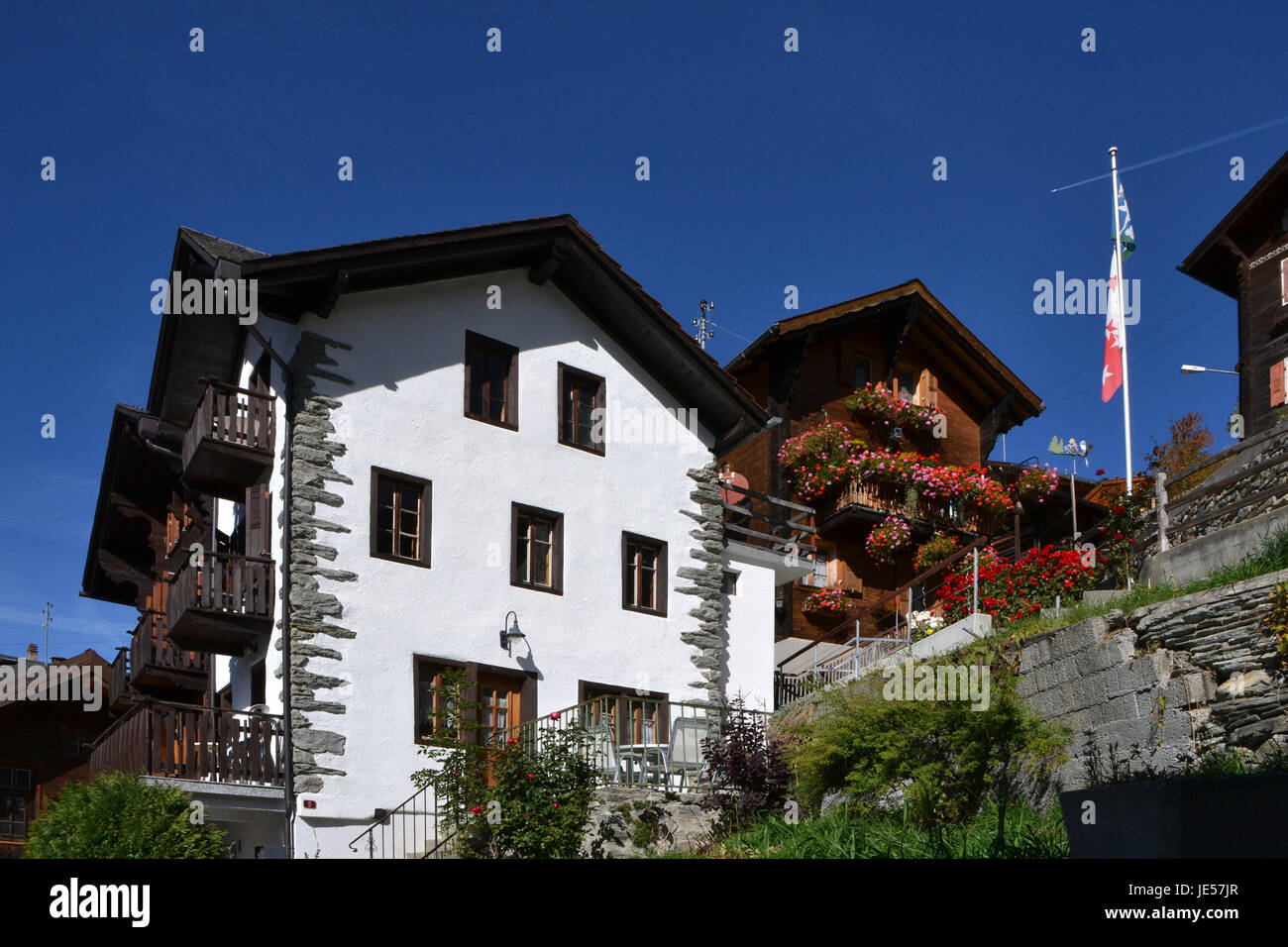mountain village in the valais Stock Photo - Alamy