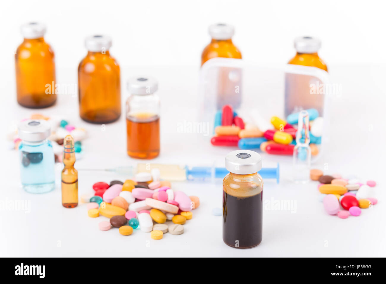 Different types of drugs on white background Stock Photo - Alamy