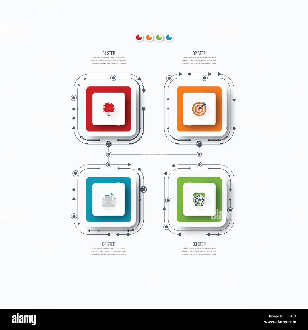 Business infographics template 4 steps with square. Can be used for ...