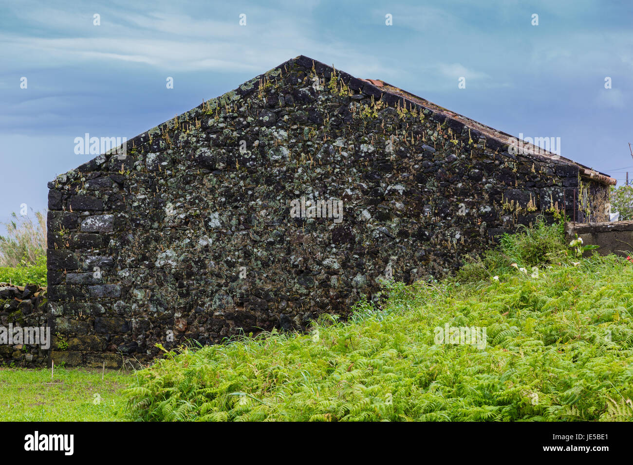 Abandoned building on the northern coast of Sao Miguel island ...