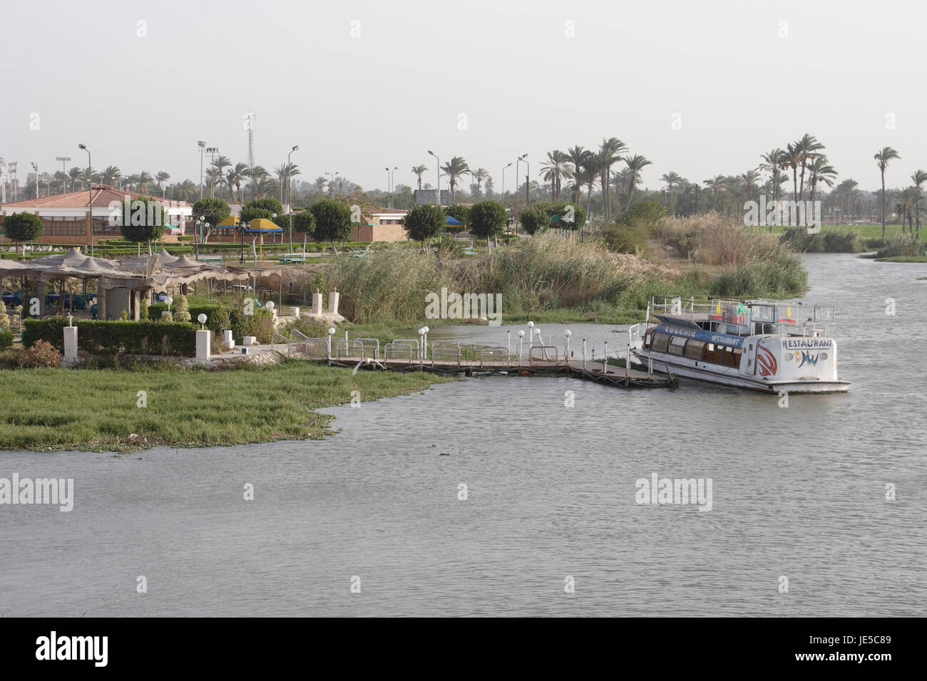 Temsah lake with ship Stock Photo - Alamy