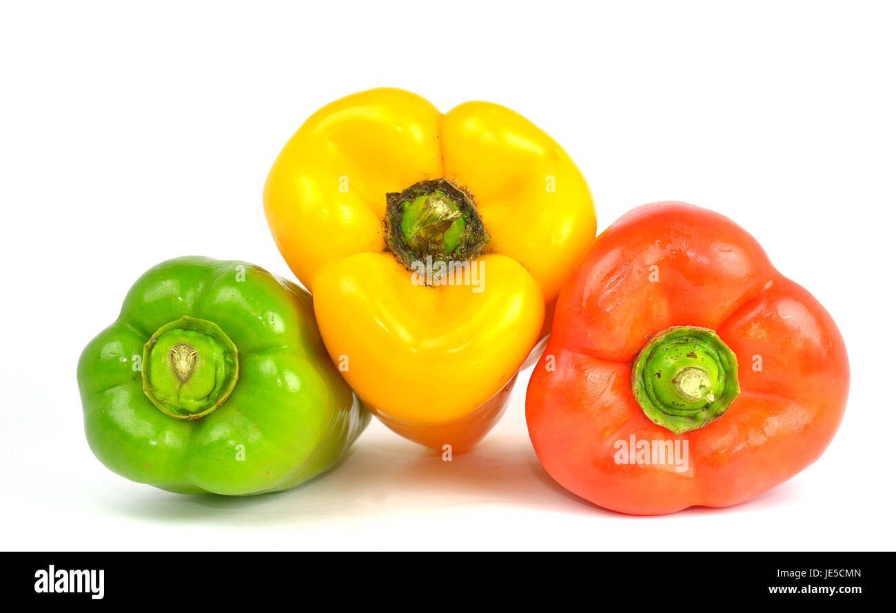 Types of Bell Pepper - Yellow, Green and Red - isolated on white ...