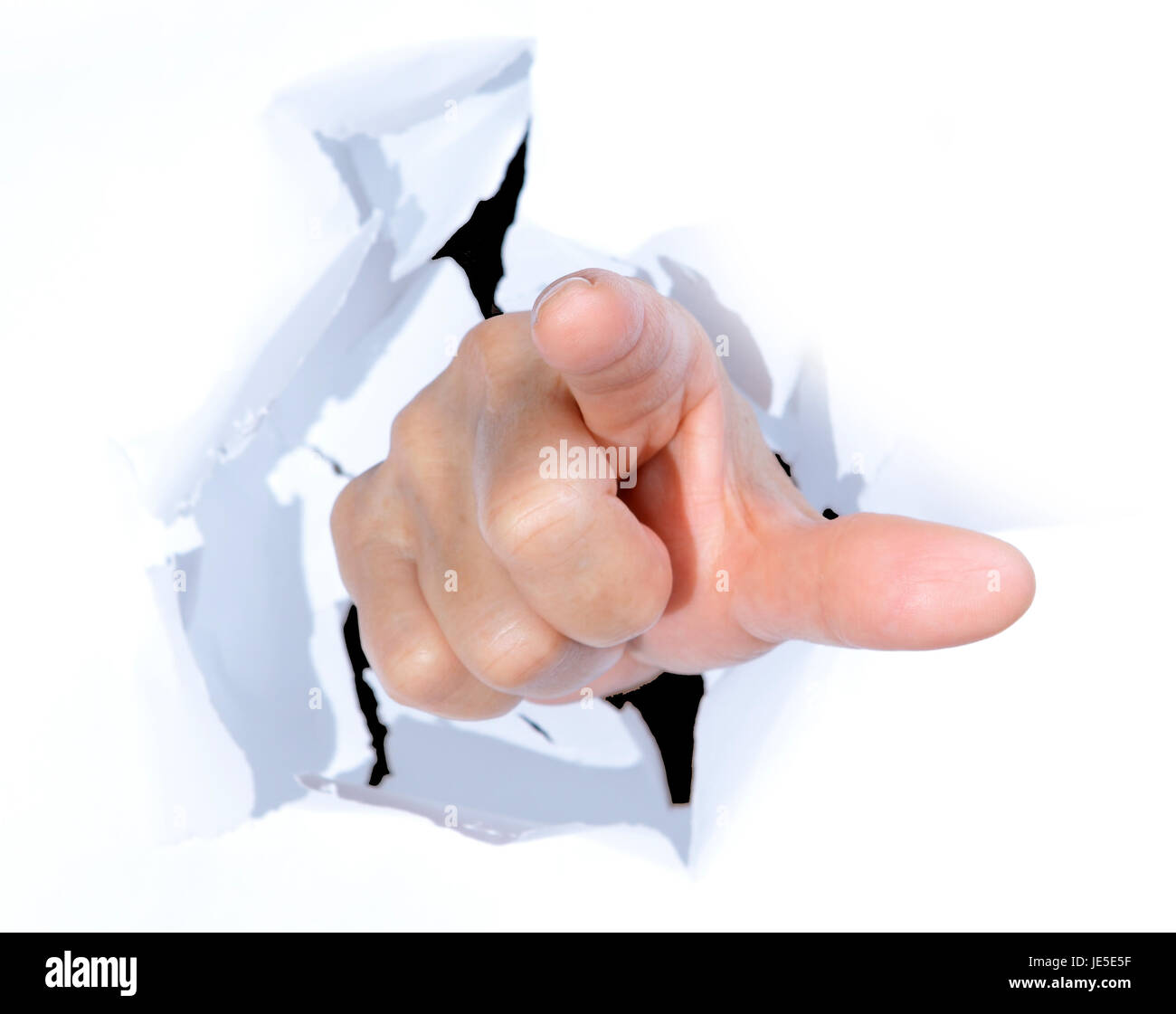 Women pointing to her palm Cut Out Stock Images & Pictures - Alamy